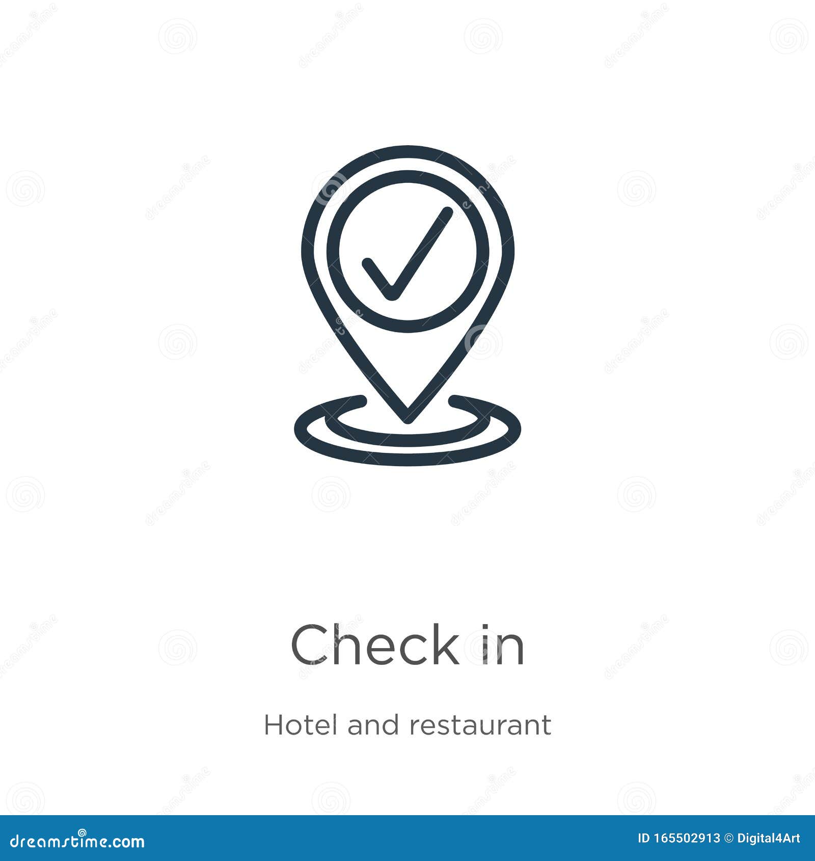 Check in Icon. Thin Linear Check in Outline Icon Isolated on White ...