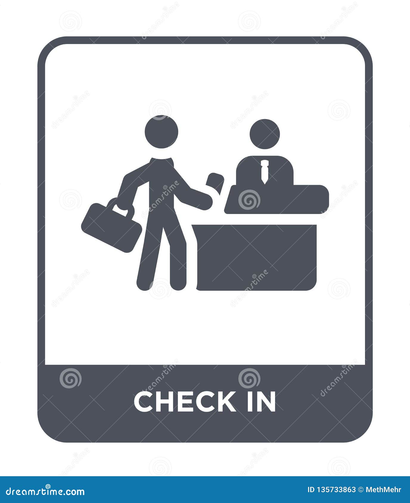 Check in Icon in Trendy Design Style. Check in Icon Isolated on White ...