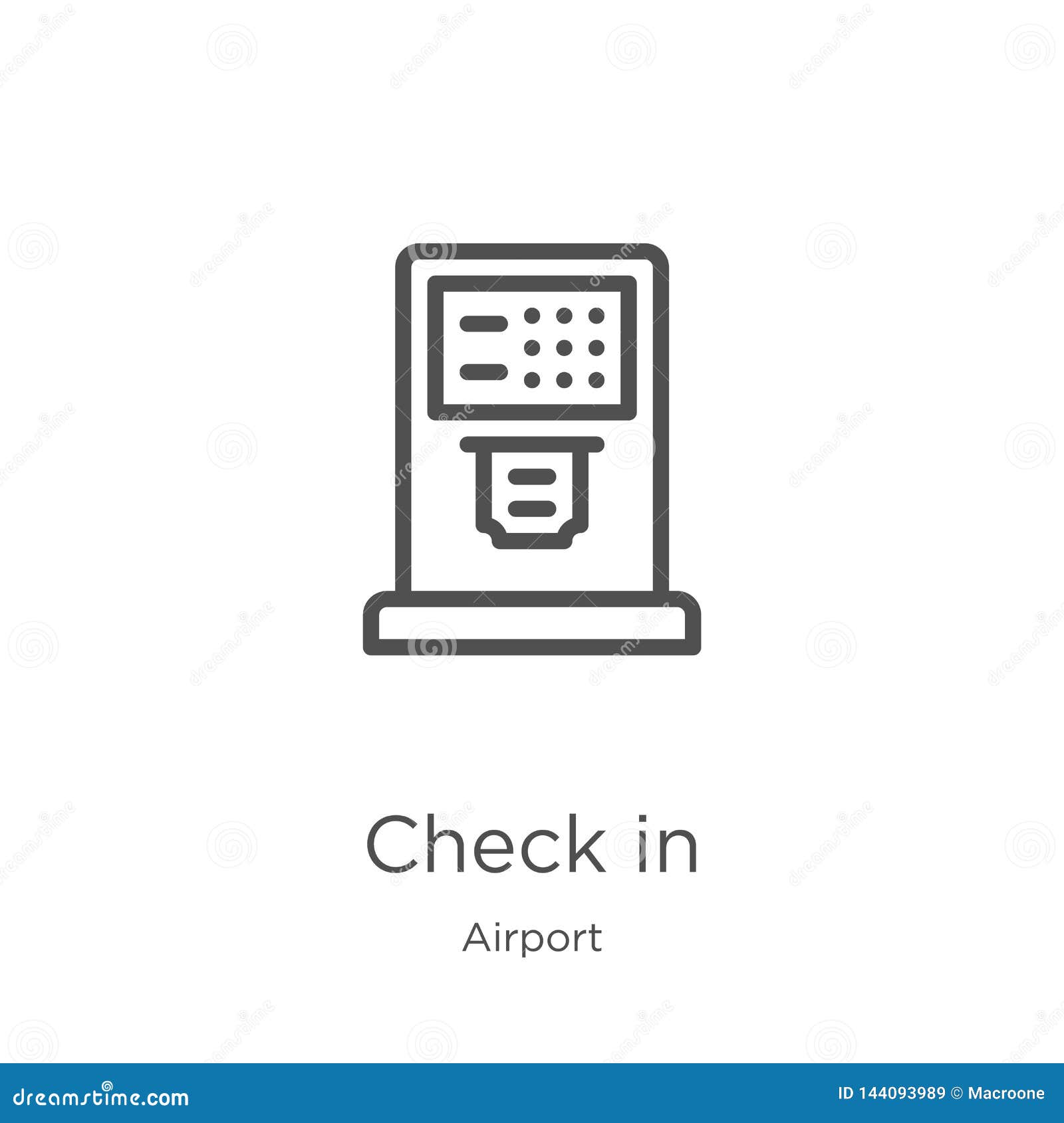Check in Icon Vector from Airport Collection. Thin Line Check in ...