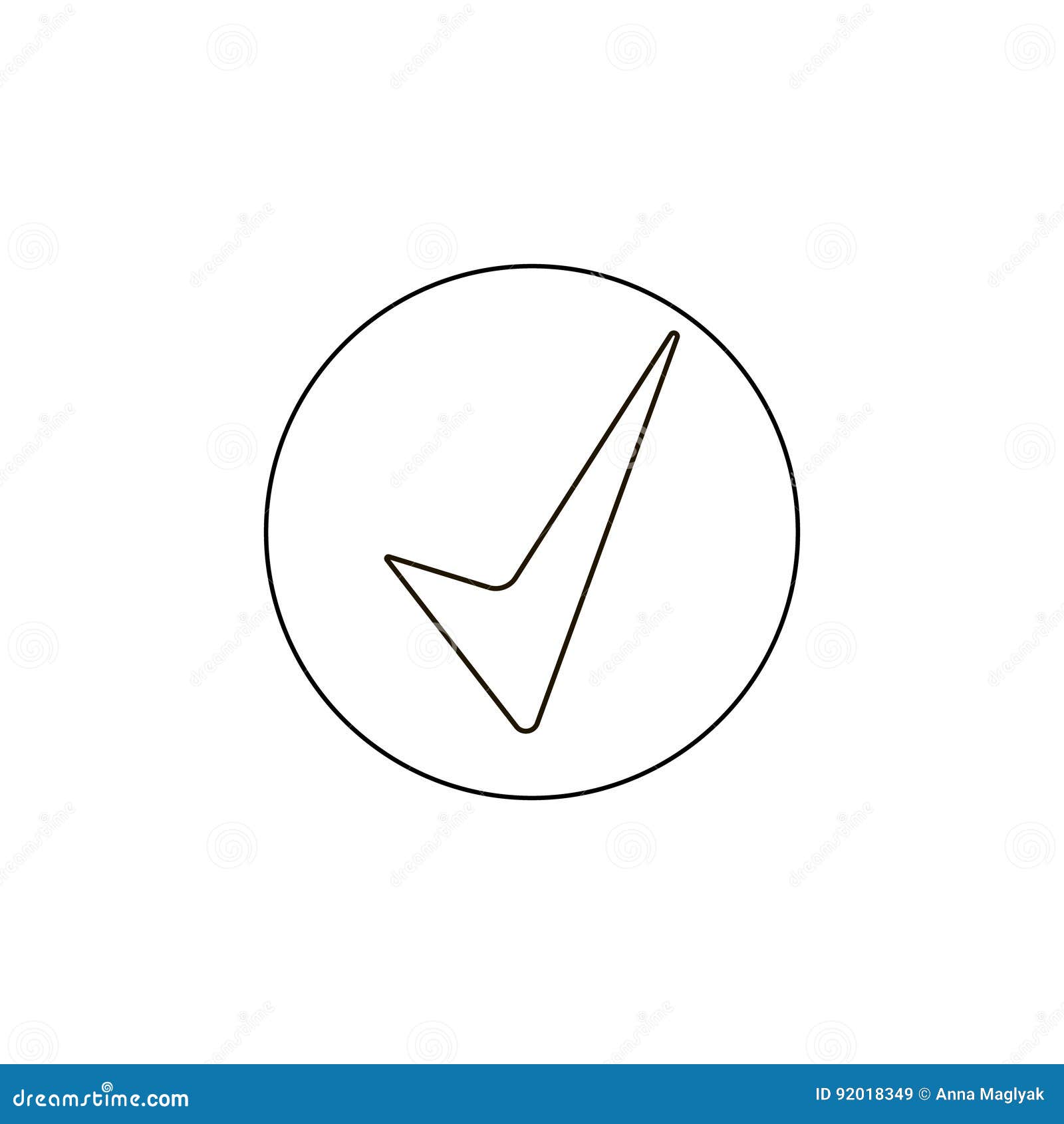 Check Icon Vector.outline Check Icon, Black Line in Circle Stock ...