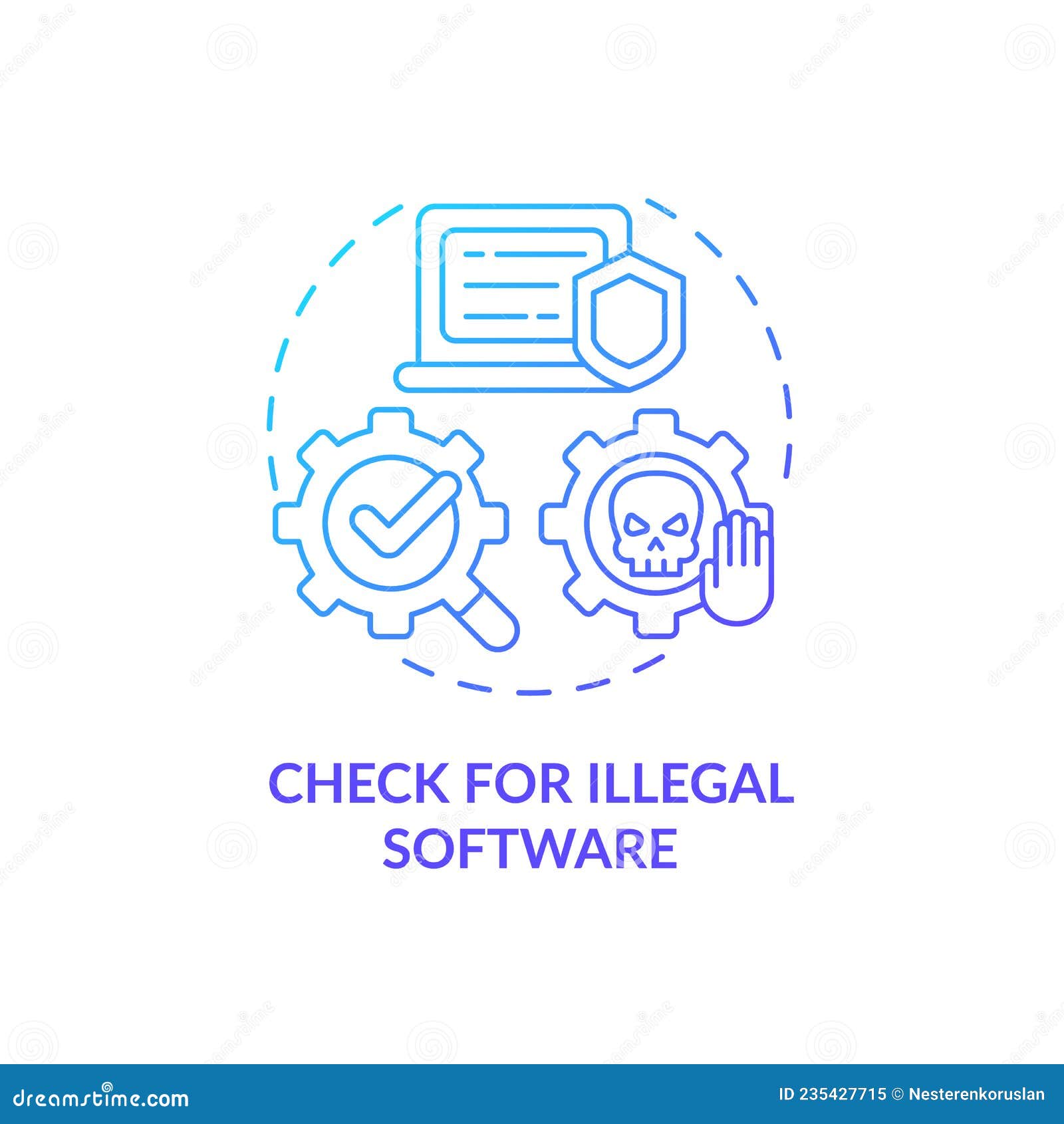 Check for Illegal Software Blue Gradient Concept Icon Stock Vector ...