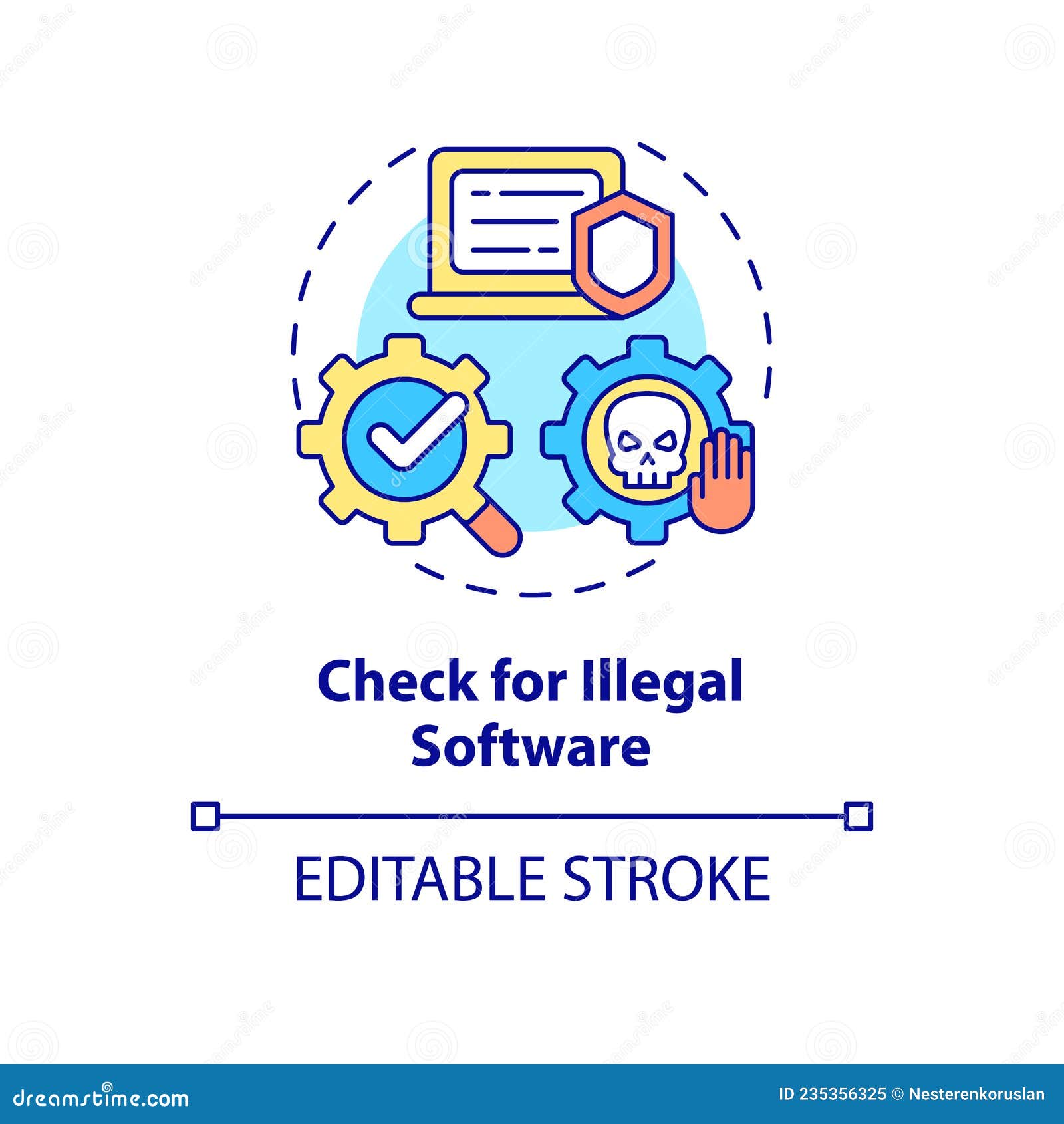 Check for Illegal Software Concept Icon Stock Vector - Illustration of ...