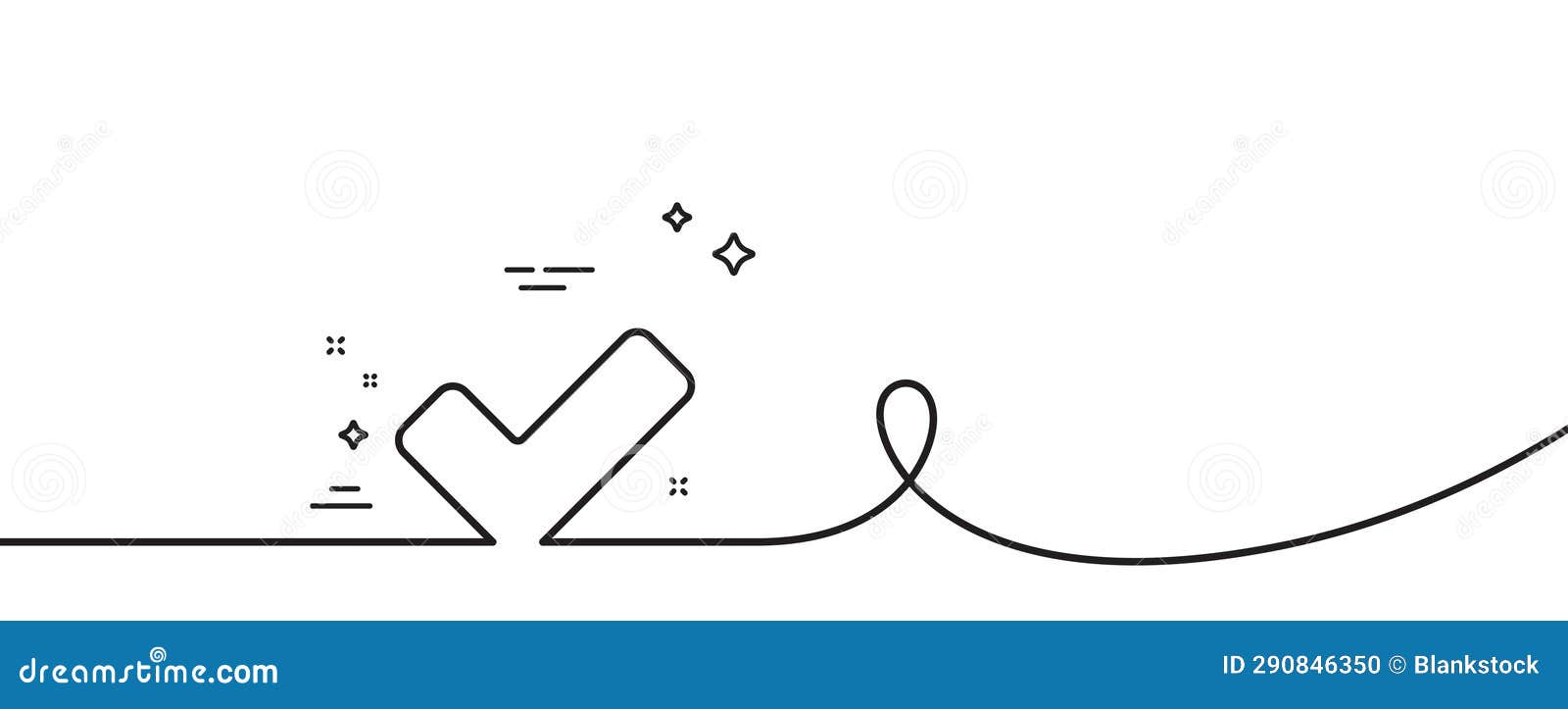 Check Line Icon. Approved Tick Sign. Continuous Line with Curl. Vector Stock Illustration ...