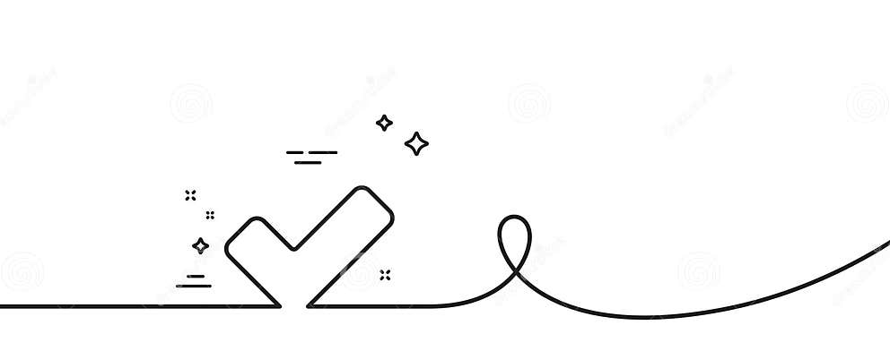 Check Line Icon. Approved Tick Sign. Continuous Line with Curl. Vector Stock Illustration ...
