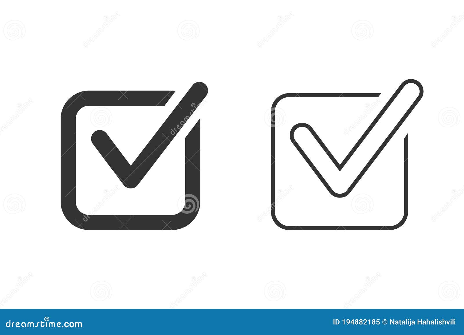 Check Line Icon Set on White. Vector Stock Vector - Illustration of ...