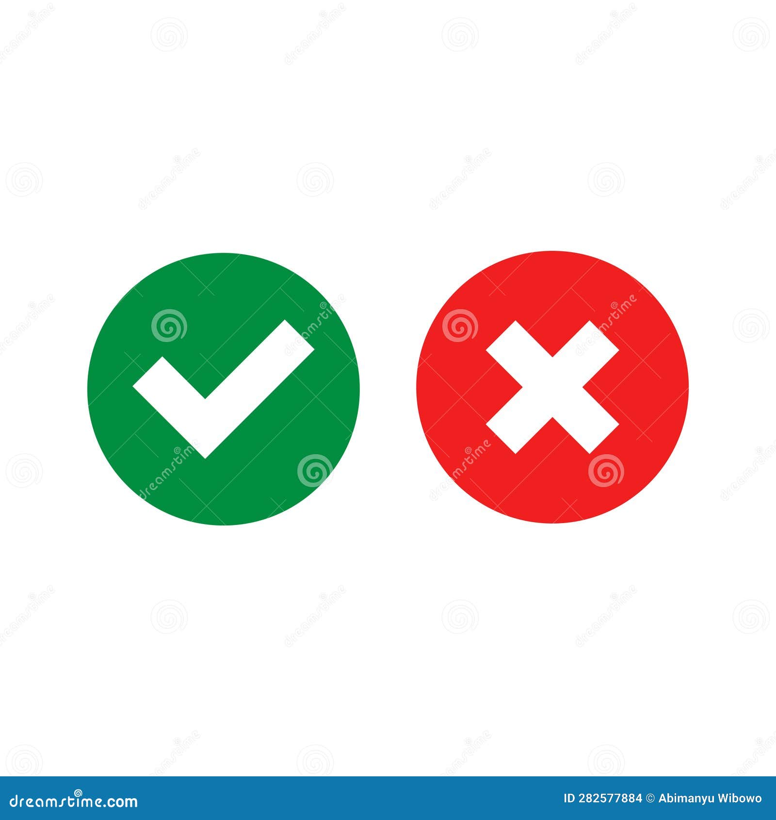 Check List and Cancel Icon Right Wrong Green and Red Color Stock Vector ...