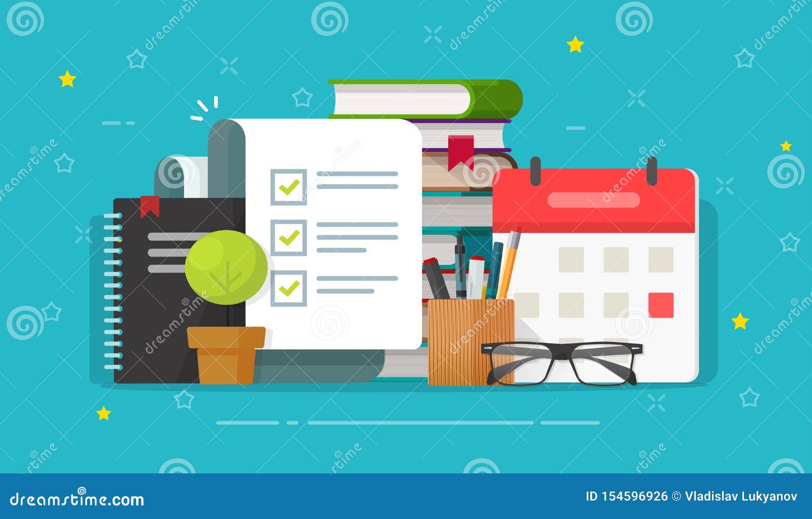 Check List Document On Desktop Workplace Vector, Flat Cartoon Checklist ...