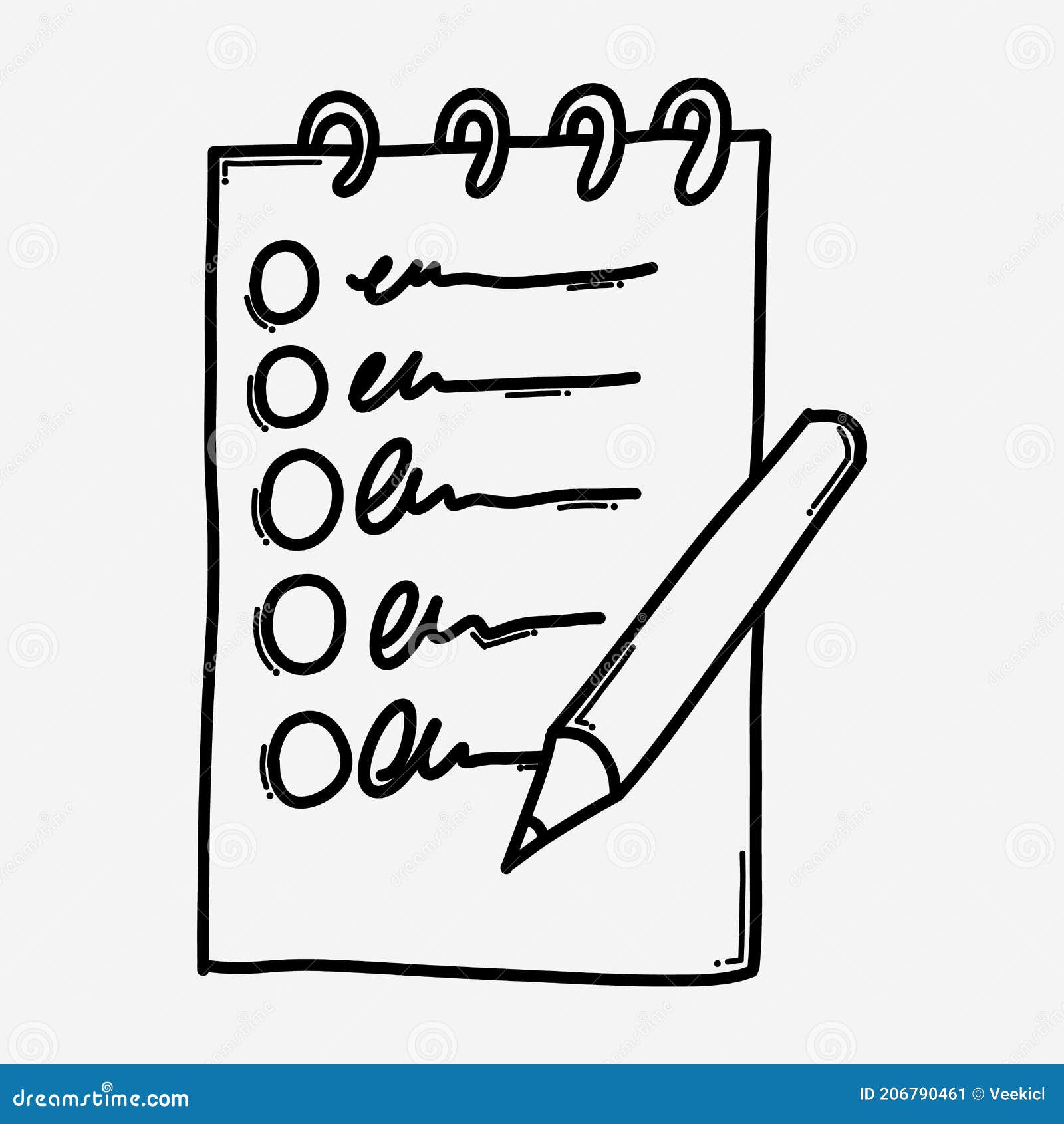 Check List Doodle Vector Icon. Drawing Sketch Illustration Hand Drawn ...
