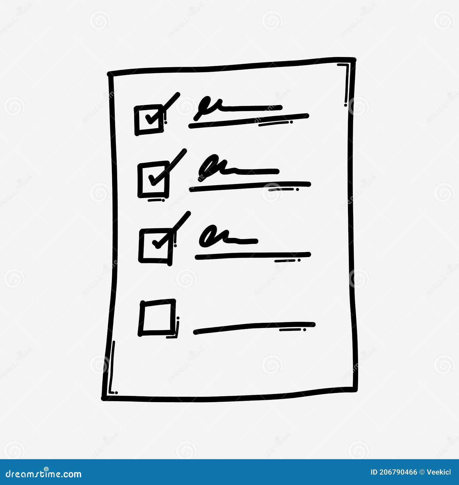Check List Doodle Vector Icon. Drawing Sketch Illustration Hand Drawn ...