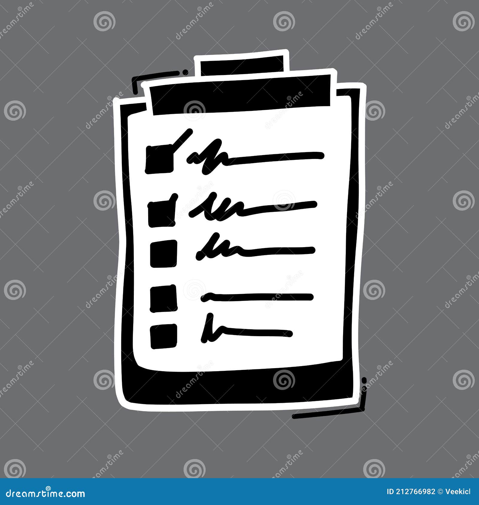Check List Doodle Vector Icon. Drawing Sketch Illustration Hand Drawn ...