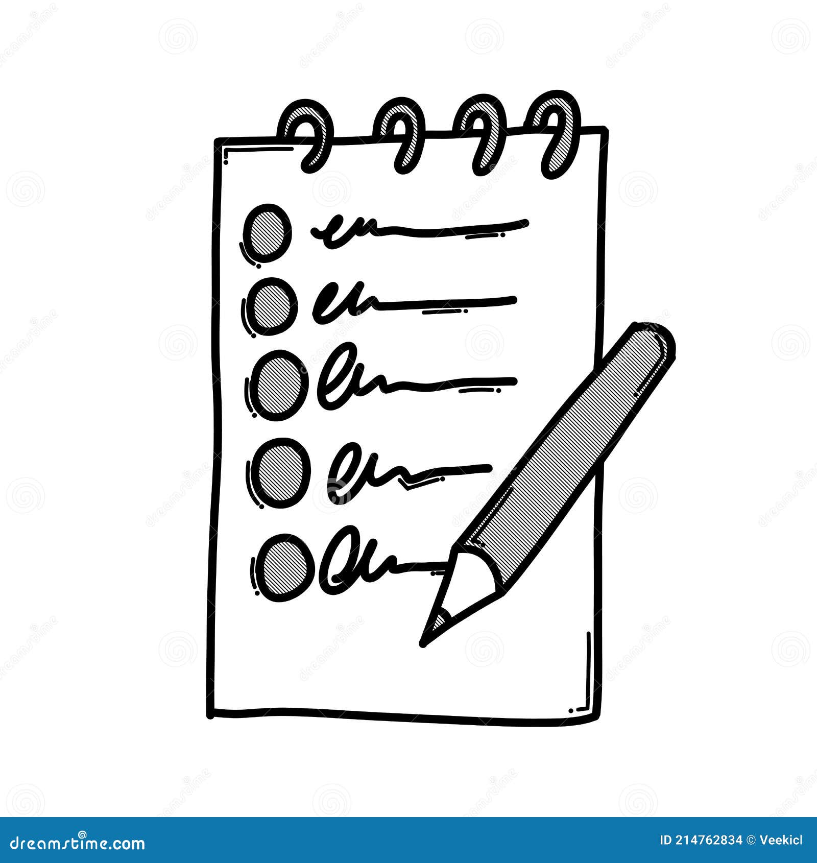 Check List Doodle Vector Icon. Drawing Sketch Illustration Hand Drawn ...