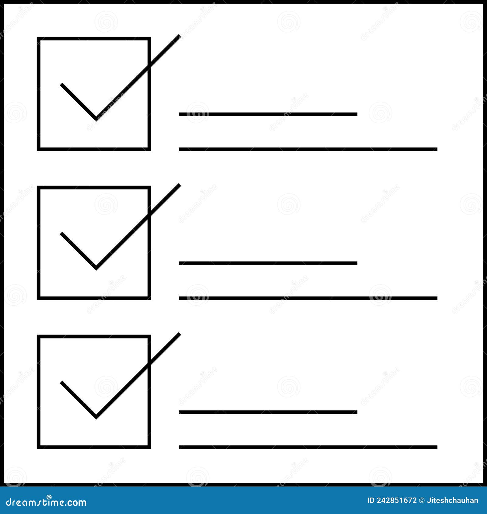 Check List Flat Thin Line Icon with Editable Strokes Stock Vector ...