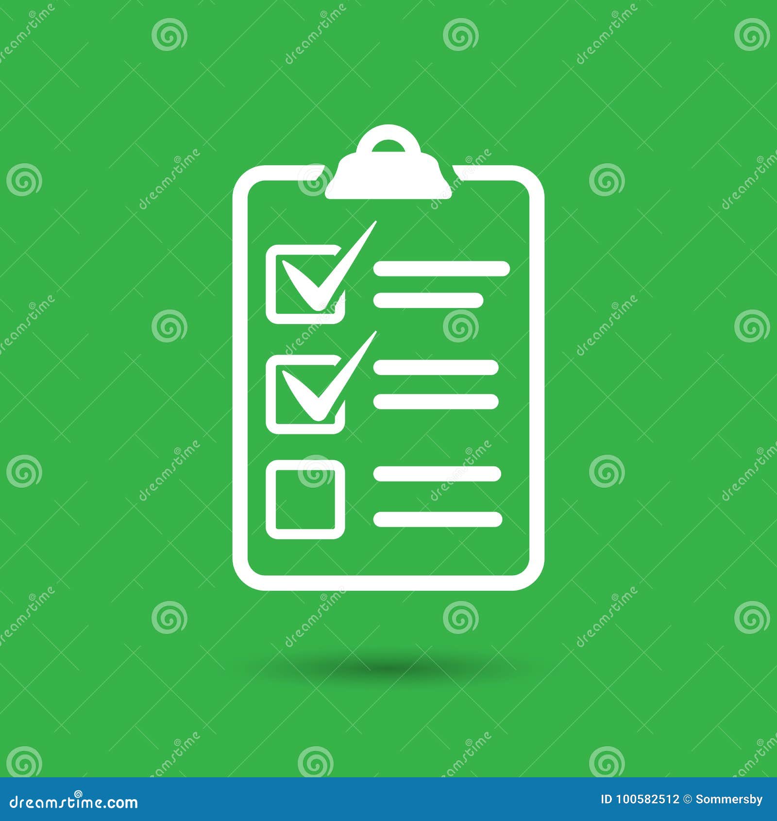 Check List Icon on a Green Background Stock Vector - Illustration of ...