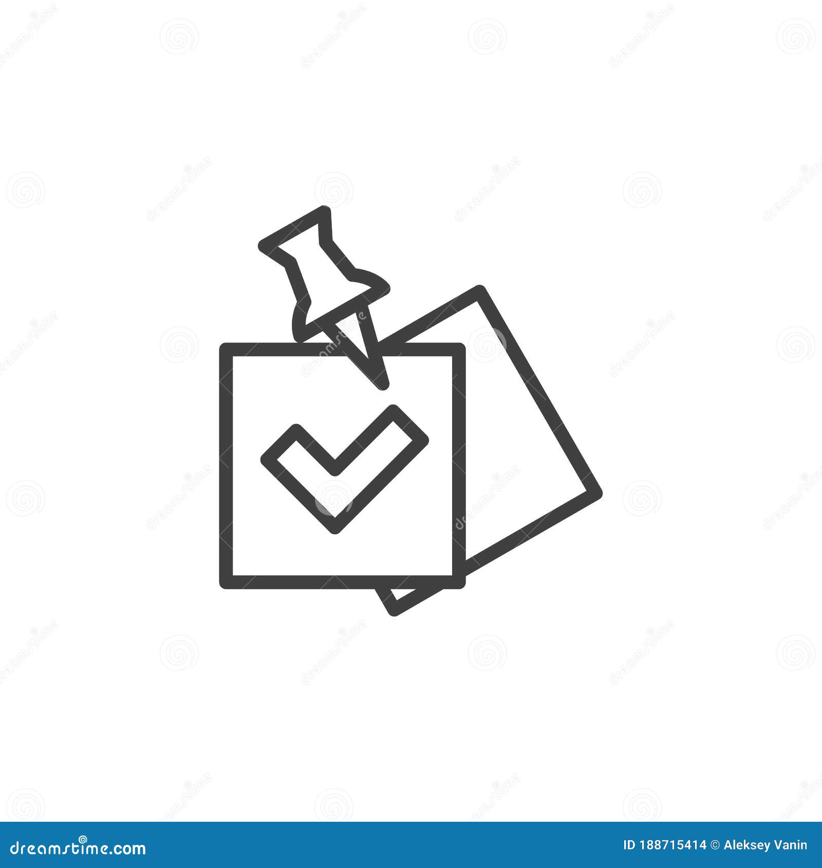 Check List with Push Pin Line Icon Stock Vector - Illustration of ...