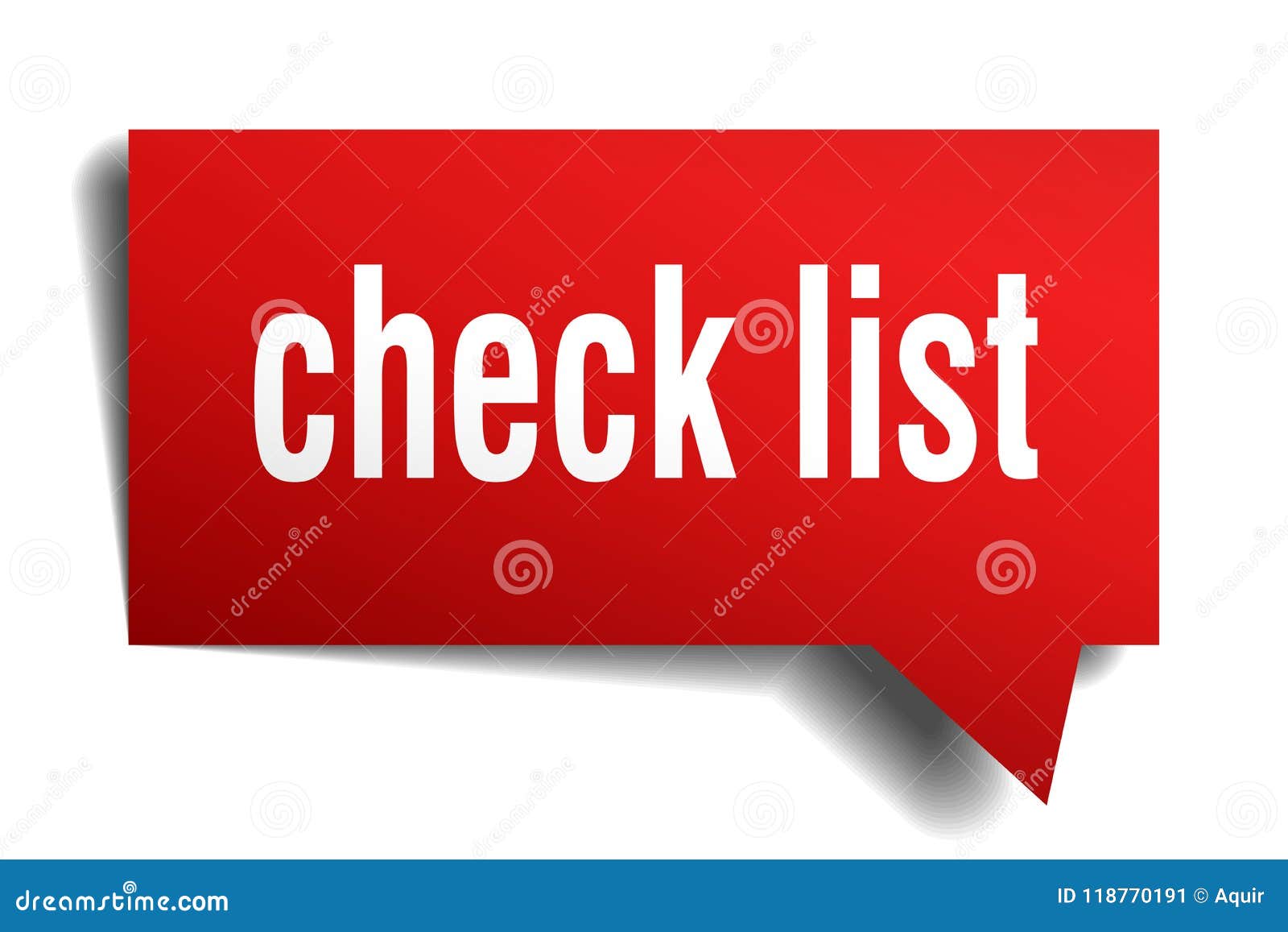 Check List Red 3d Speech Bubble Stock Vector - Illustration of label ...