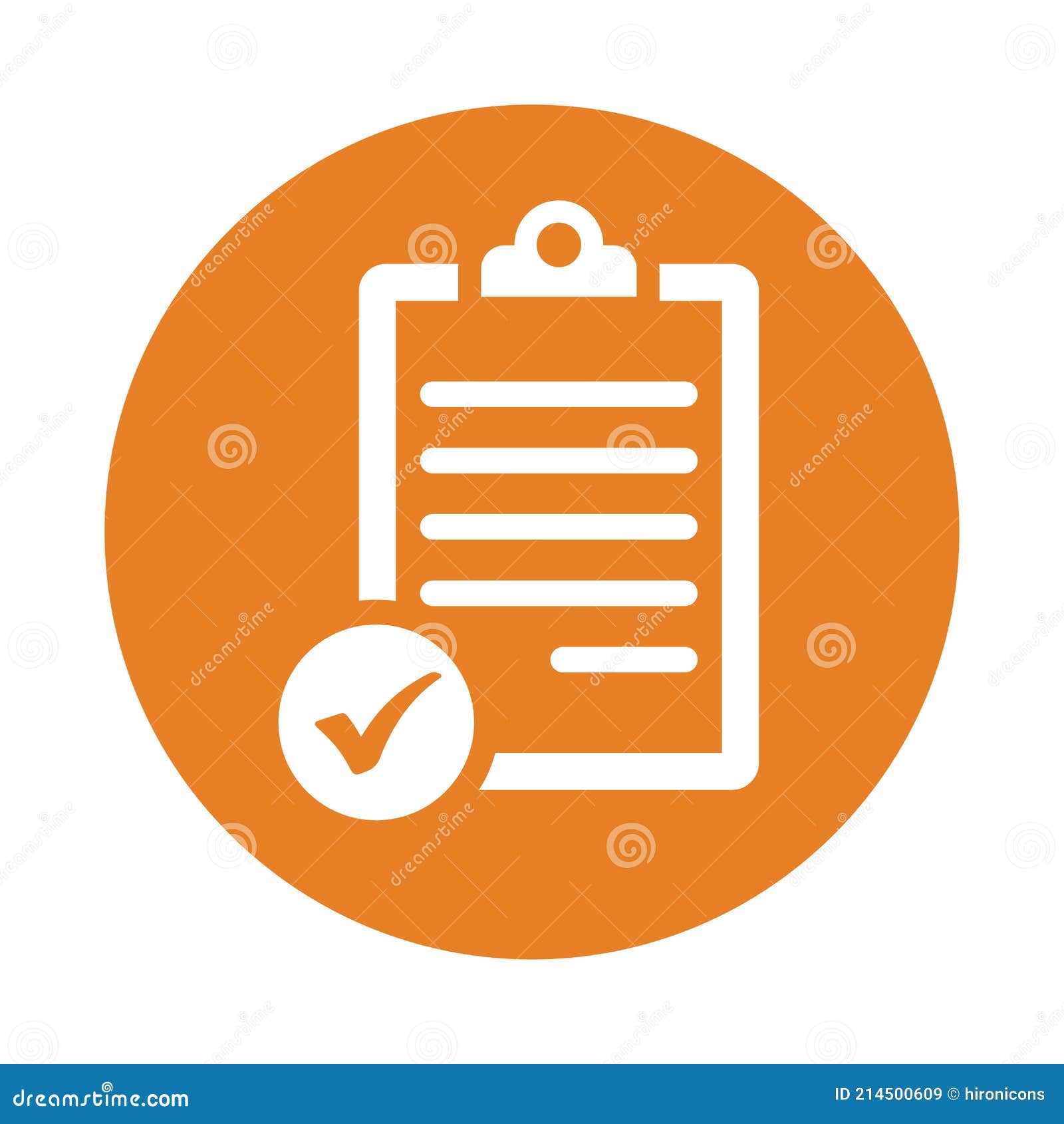 Check List, Report, Approved Icon. Orange Color Vector Graphics Stock ...