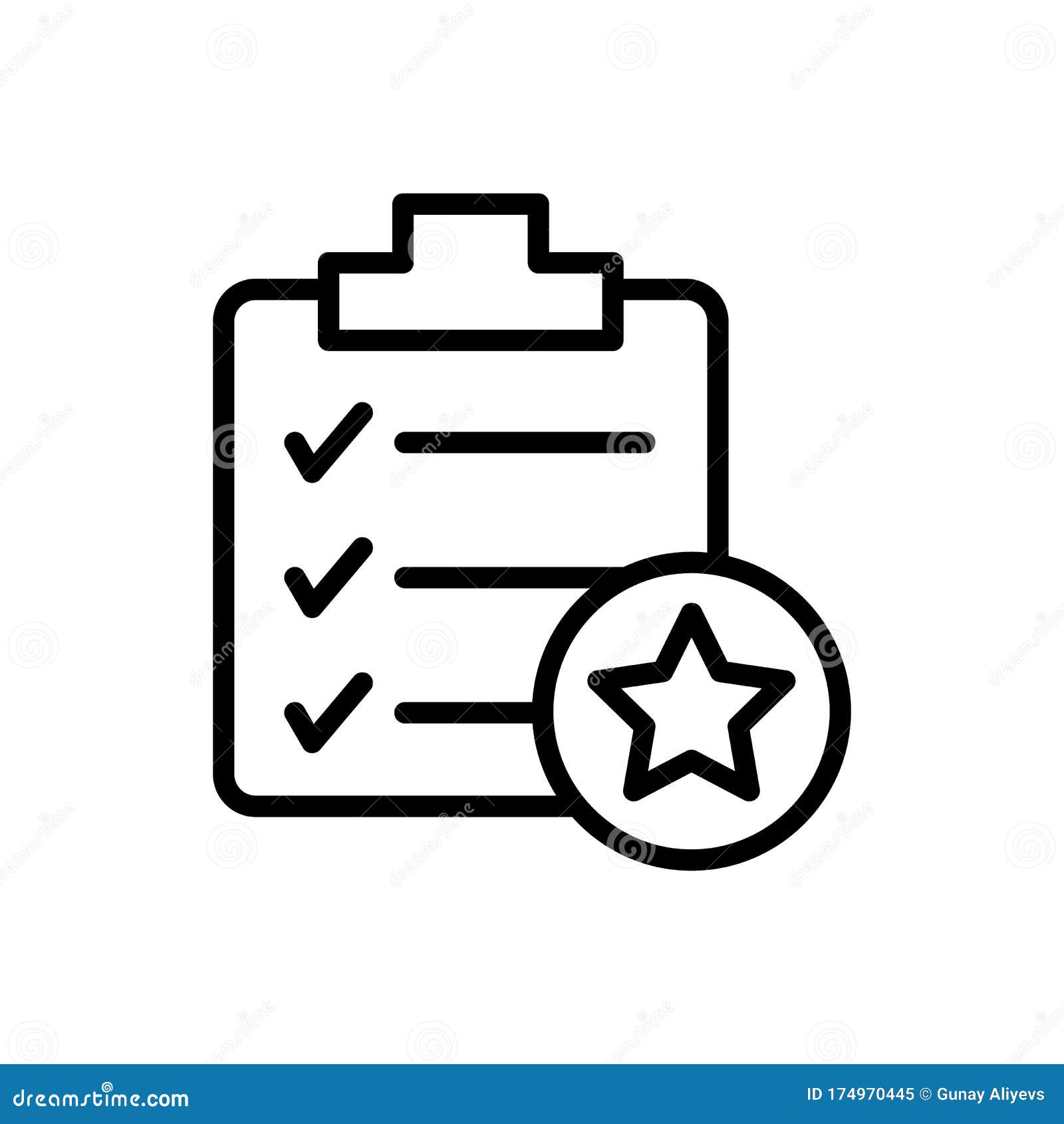 Check List, Star Icon. Simple Line, Outline Vector Elements of Success ...