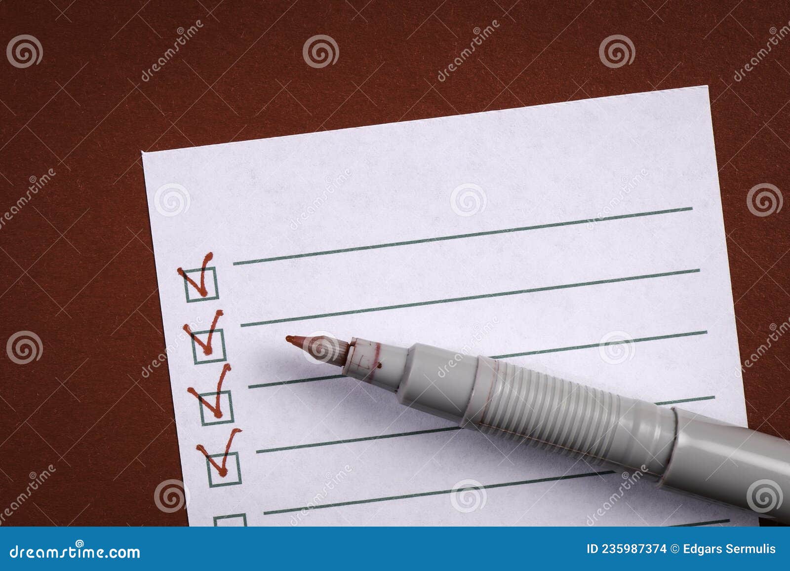 Check List. Sticky Note and Red Pen Stock Photo - Image of page ...