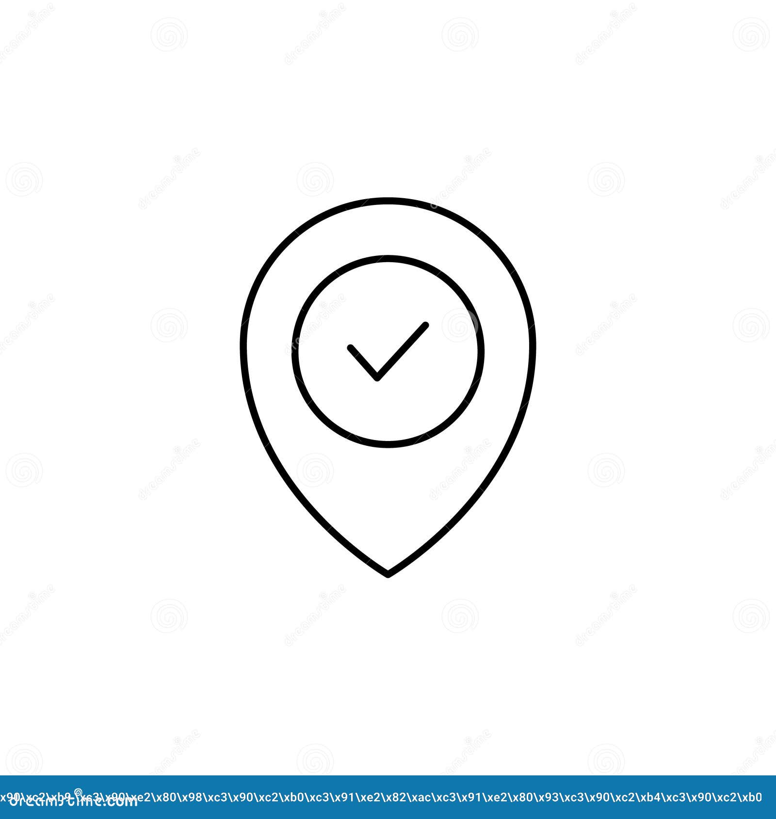 Check Location Line Icon. Pointer Sign with Check Mark. Map Pin Symbol ...