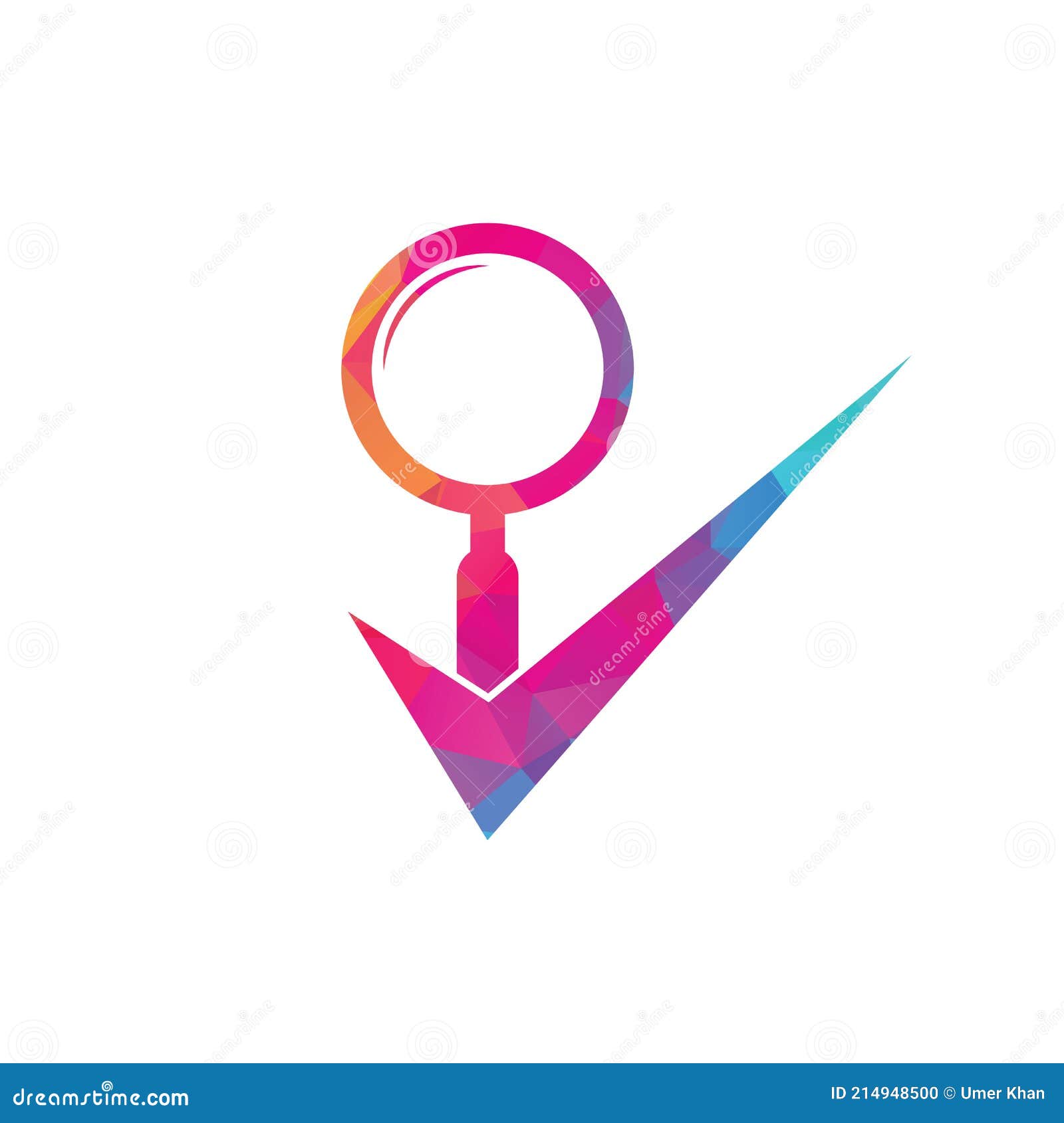 Check and Magnifying Glass Logo Design. Stock Vector - Illustration of ...