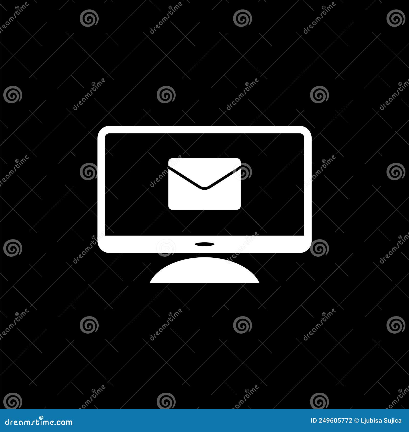 Check Mail Logo Isolated on Dark Background Stock Vector - Illustration ...