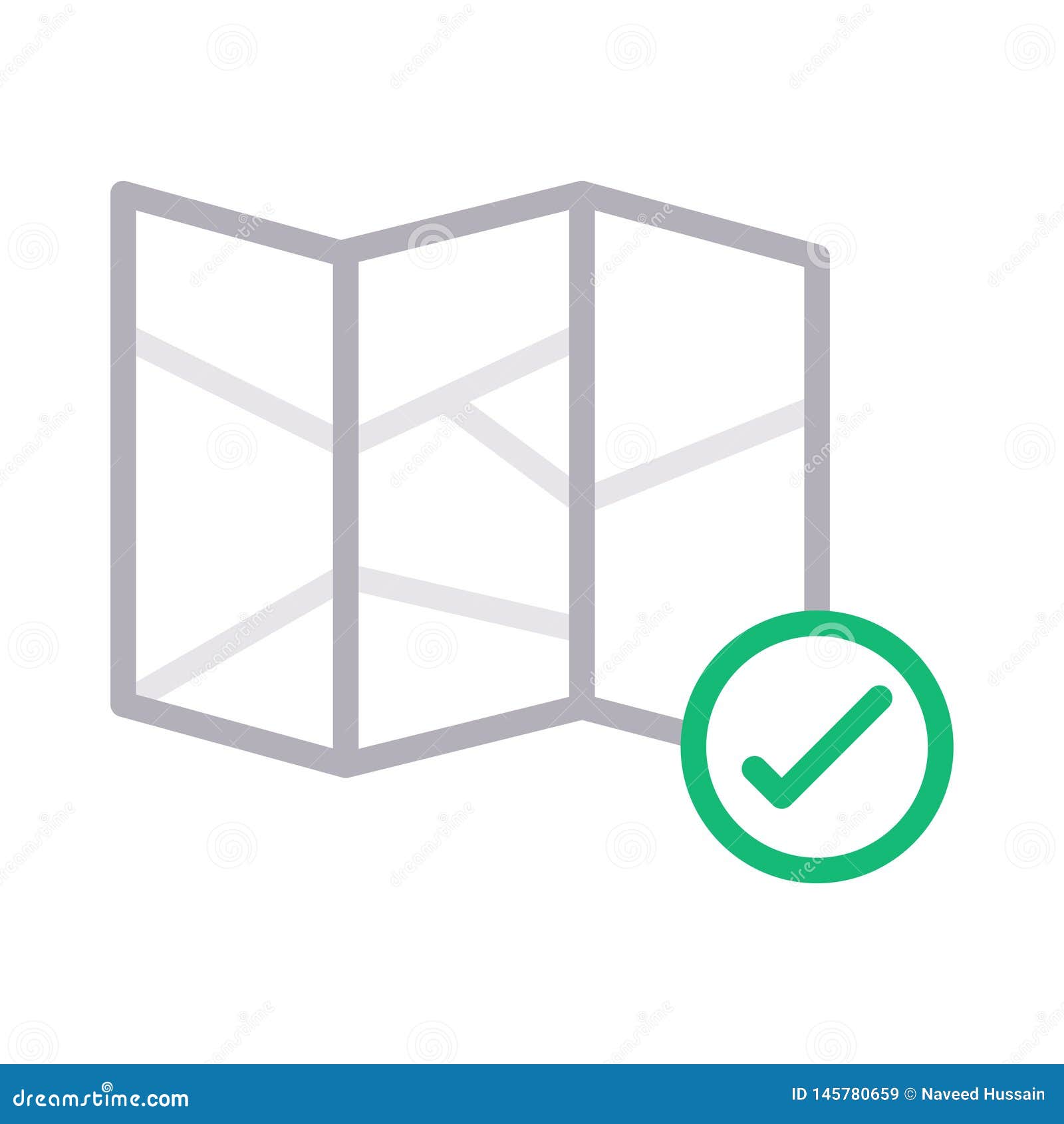 Check Map Thin Color Line Vector Icon Stock Vector - Illustration of ...