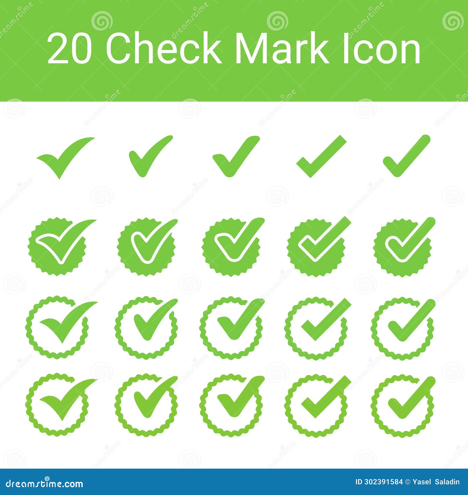 Check Mark Icon Set stock vector. Illustration of collection - 302391584