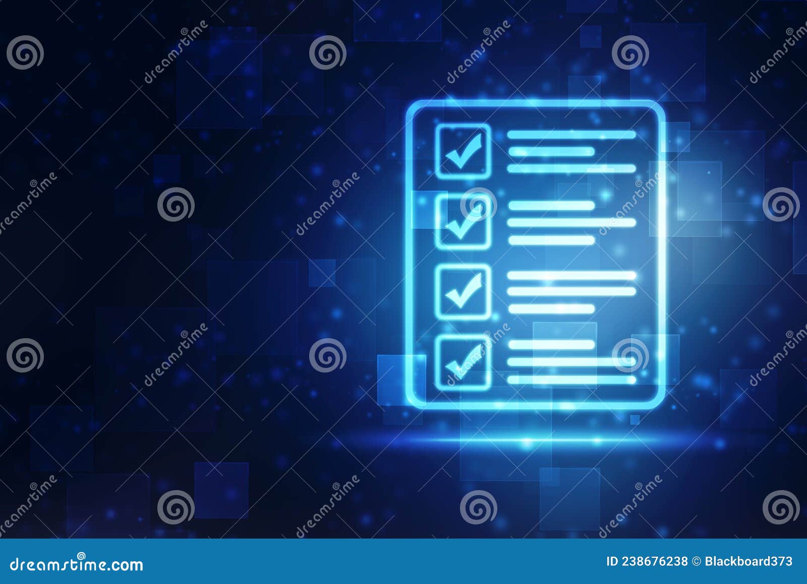 Check Mark on Abstract Blue Backgroud. Quality Control, Guarantee ...