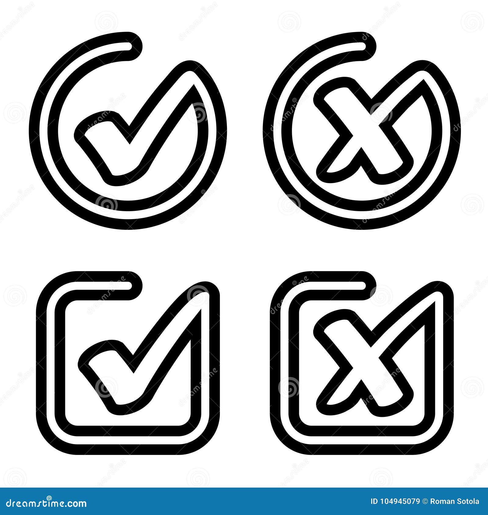 Check Mark Approved Rejected Symbol Vector Stock Vector - Illustration ...