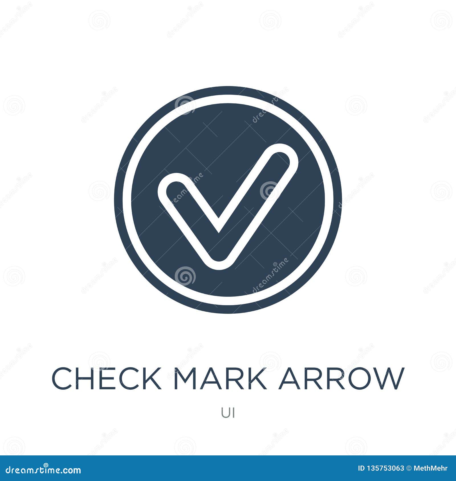 Check Mark Arrow Icon in Trendy Design Style. Check Mark Arrow Icon ...