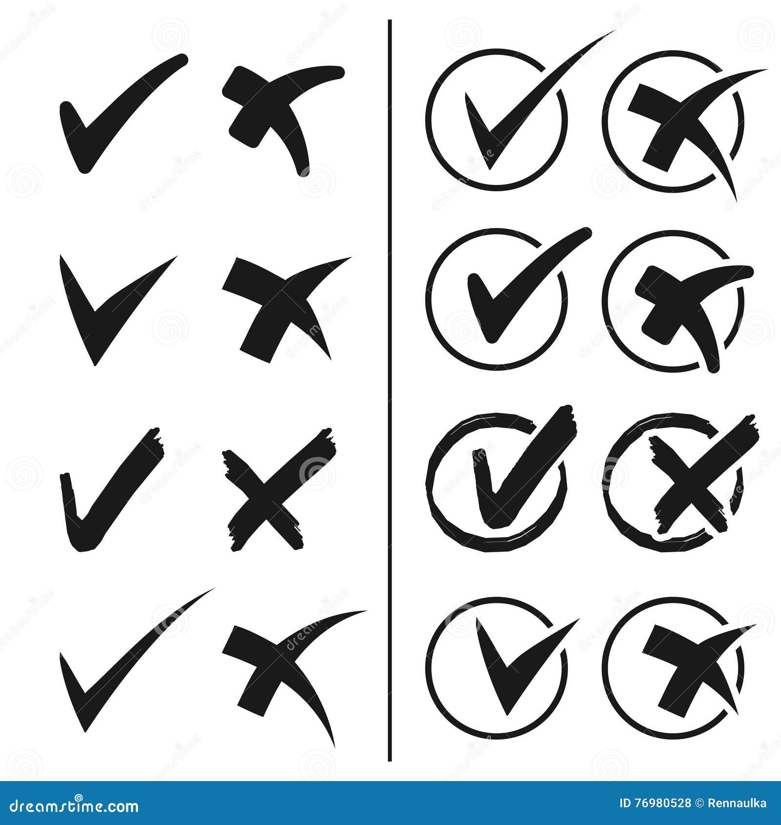 Check Mark Black Simple Symbols, Circular Buttons Vector Illustration ...