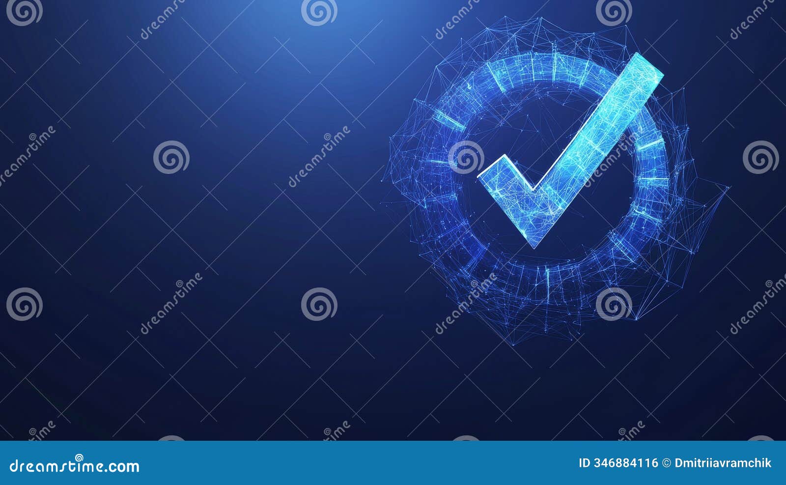 The Check Mark is on a Blue Abstract Background. Quality Control ...