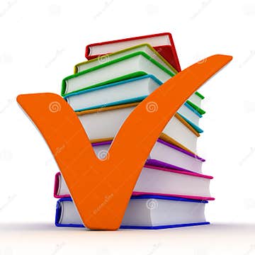 Check Mark and books stock illustration. Illustration of solution ...