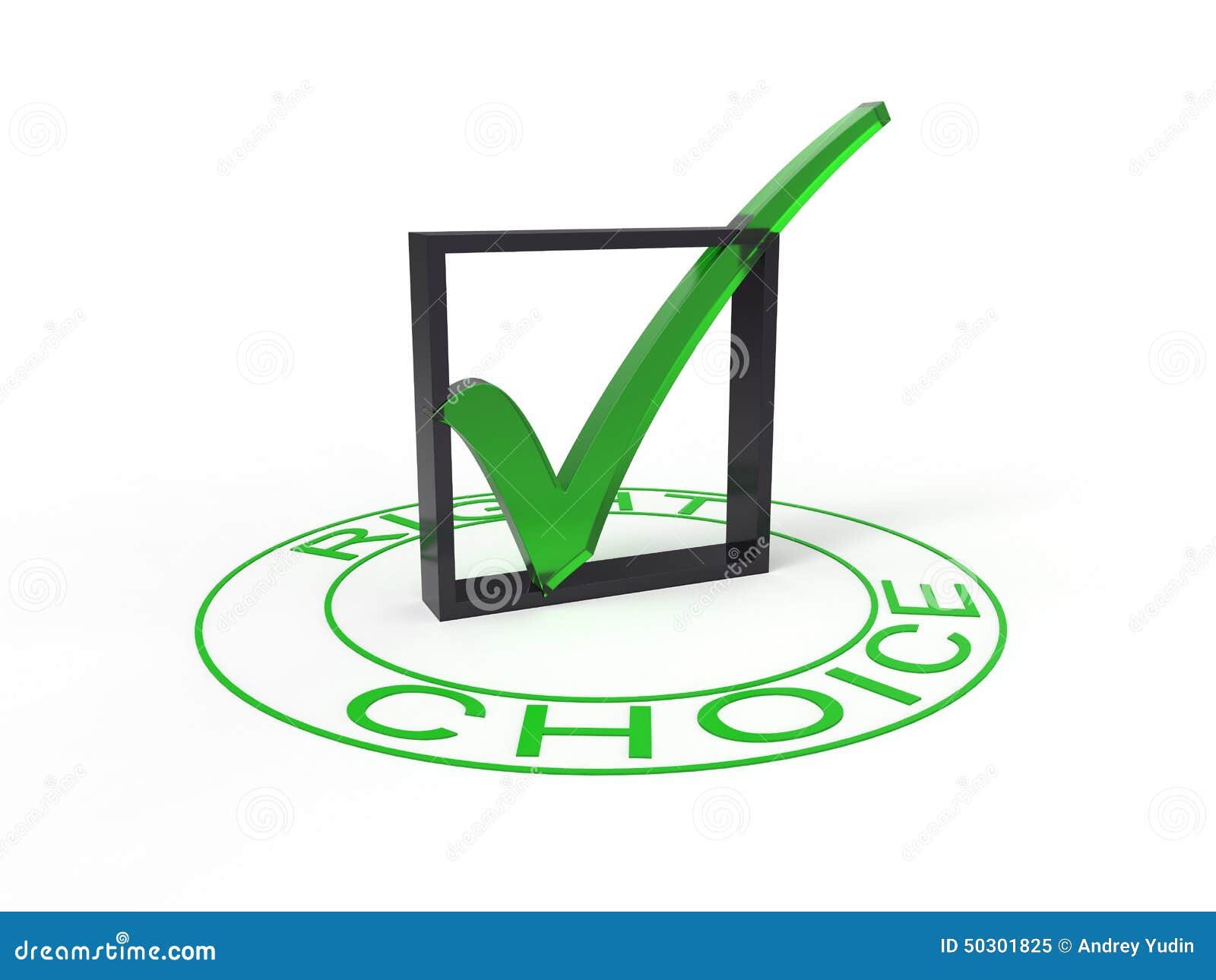 A Check Mark in the Box 3d Render Right Selection on White Background ...