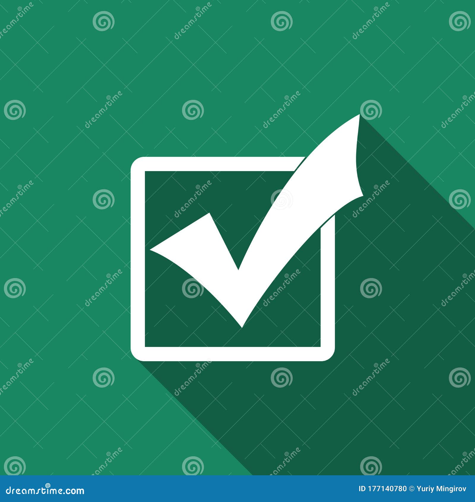 Check Mark in a Box Icon Isolated with Long Shadow. Tick Symbol Stock ...
