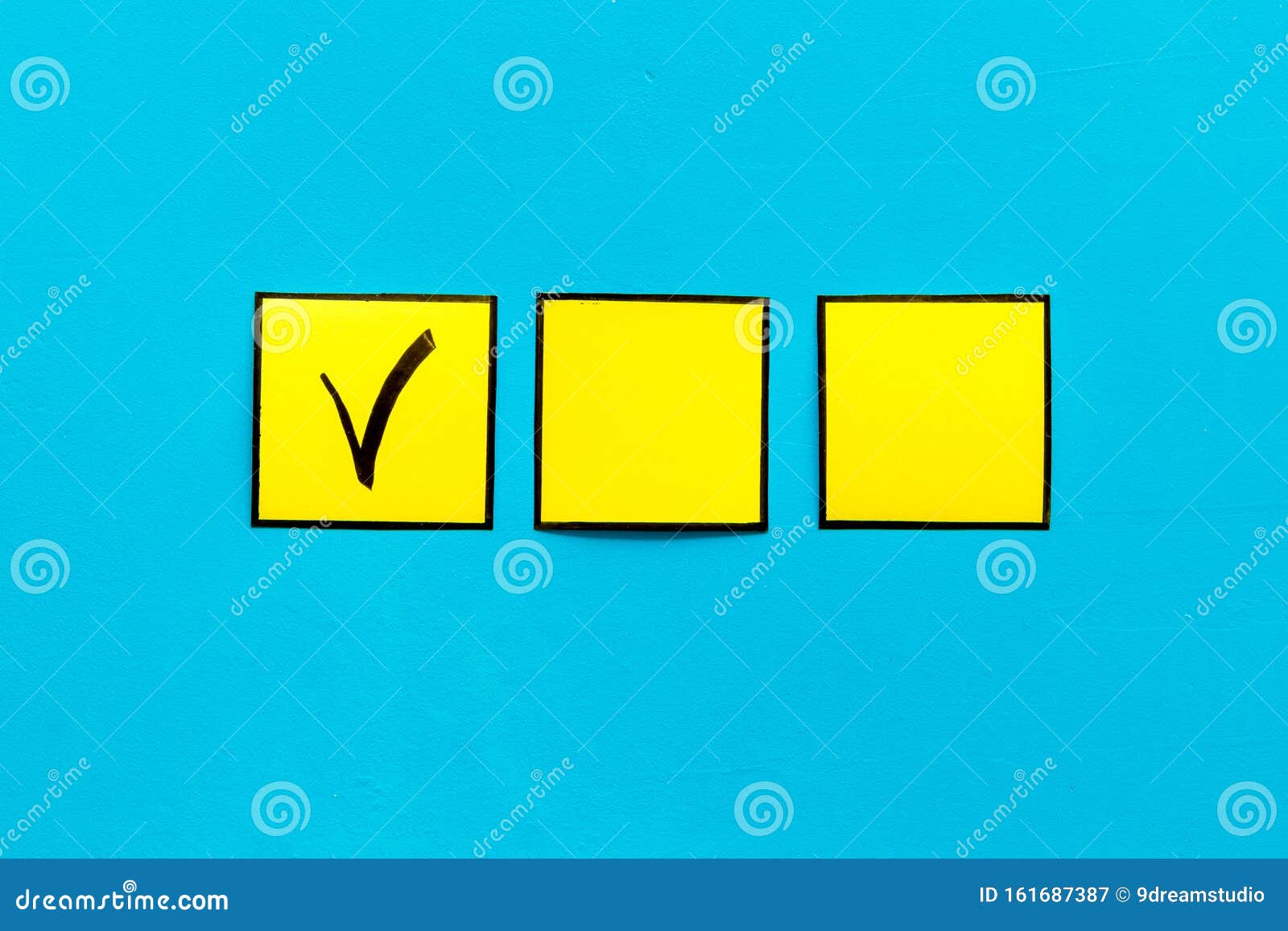 Check Mark in Check-box of Check List on Blue Background Top View Copy ...
