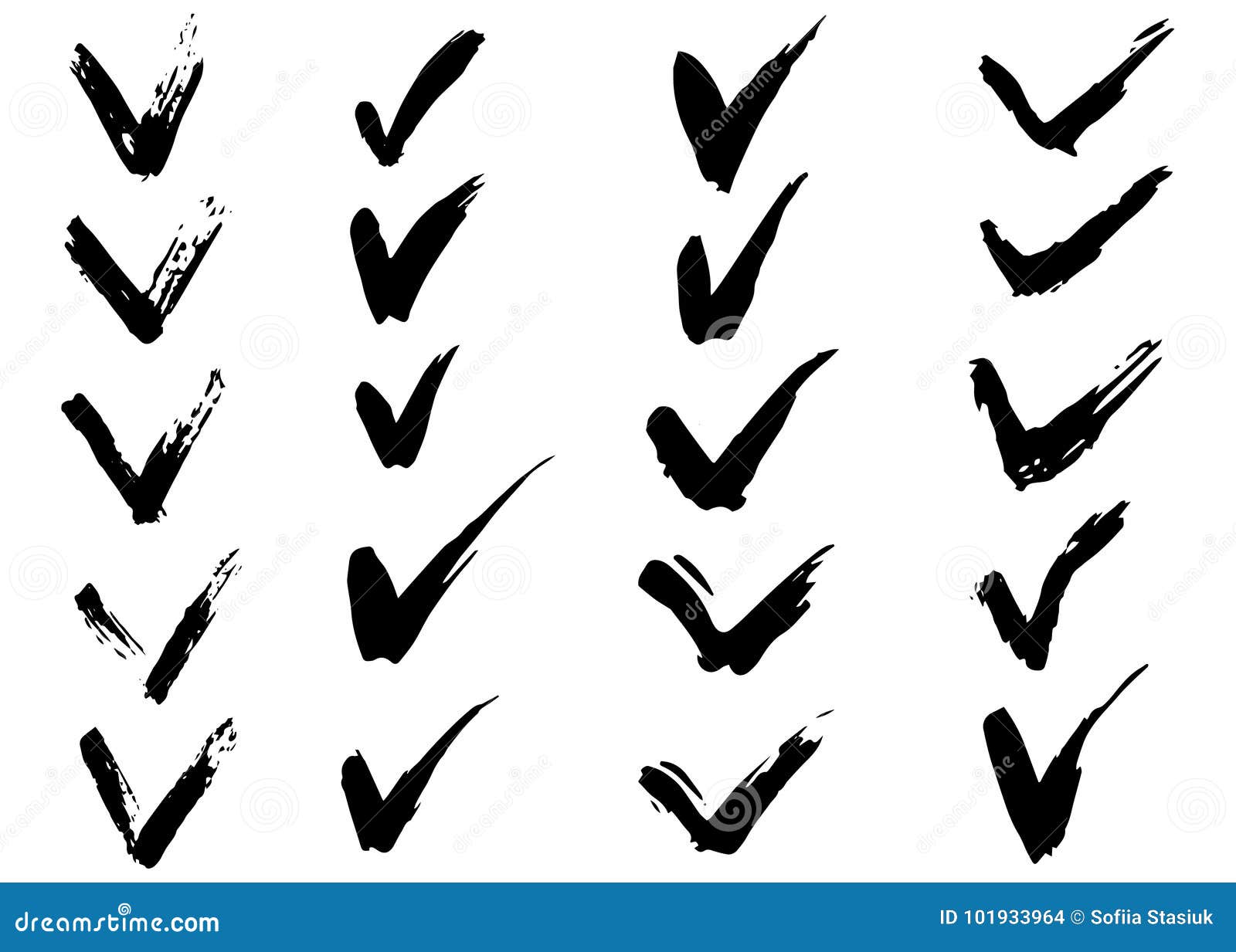 Check mark brush strokes. stock vector. Illustration of correct - 101933964