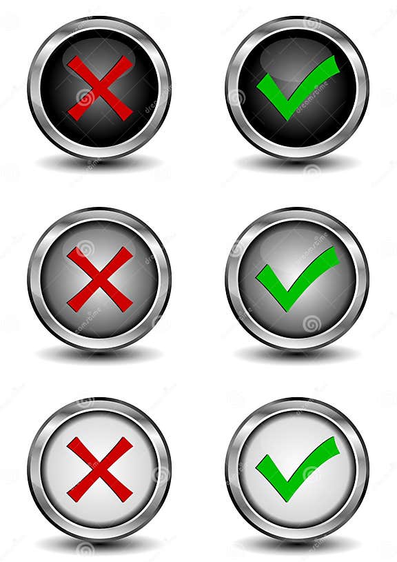 Check mark buttons stock vector. Illustration of chrome - 15732638
