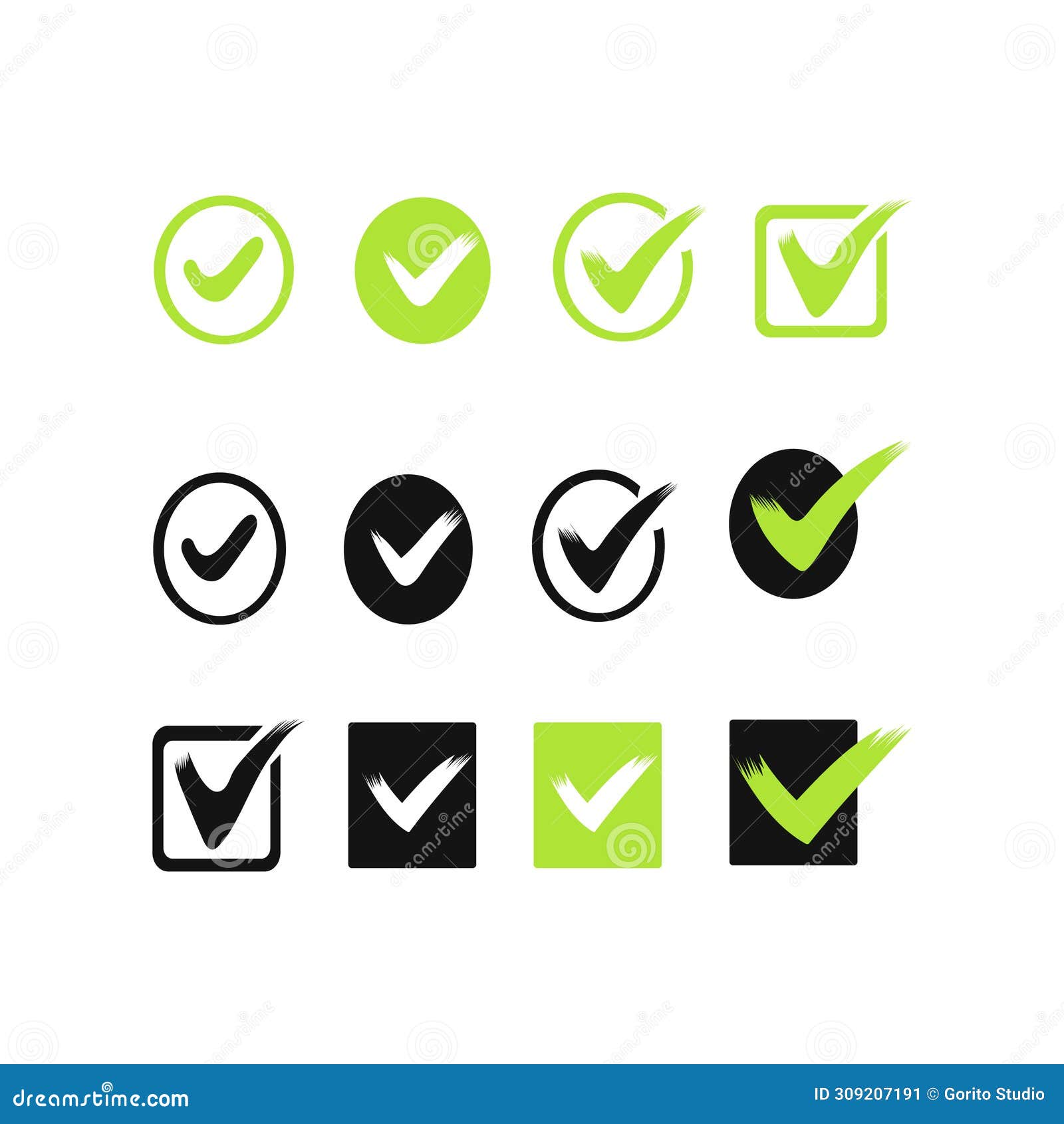Check Mark Buttons Green Black Check Mark and Cross Icon Set Stock ...