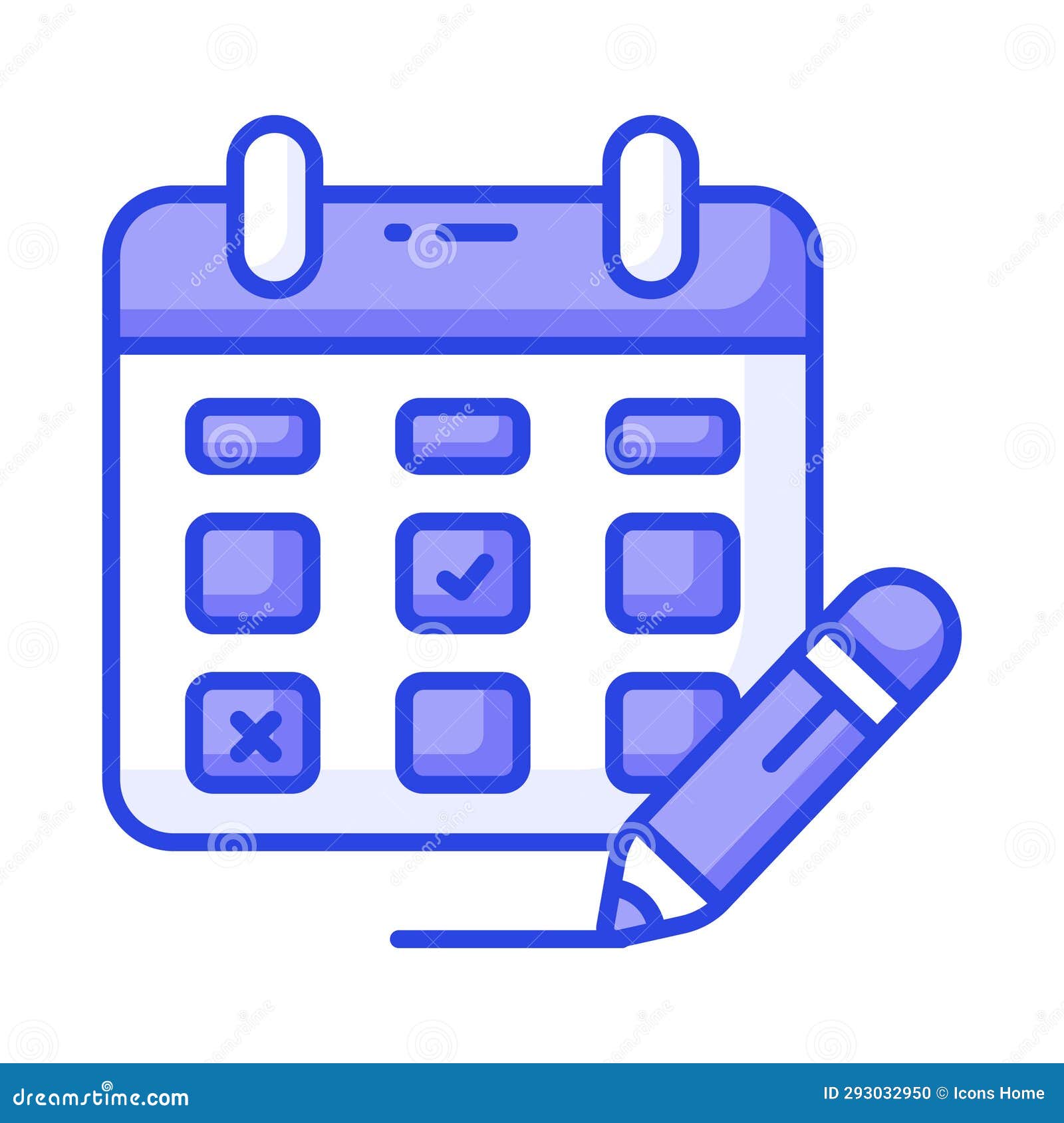 Check Mark on Calendar with Pencil, Depicting Schedule Planner Vector ...