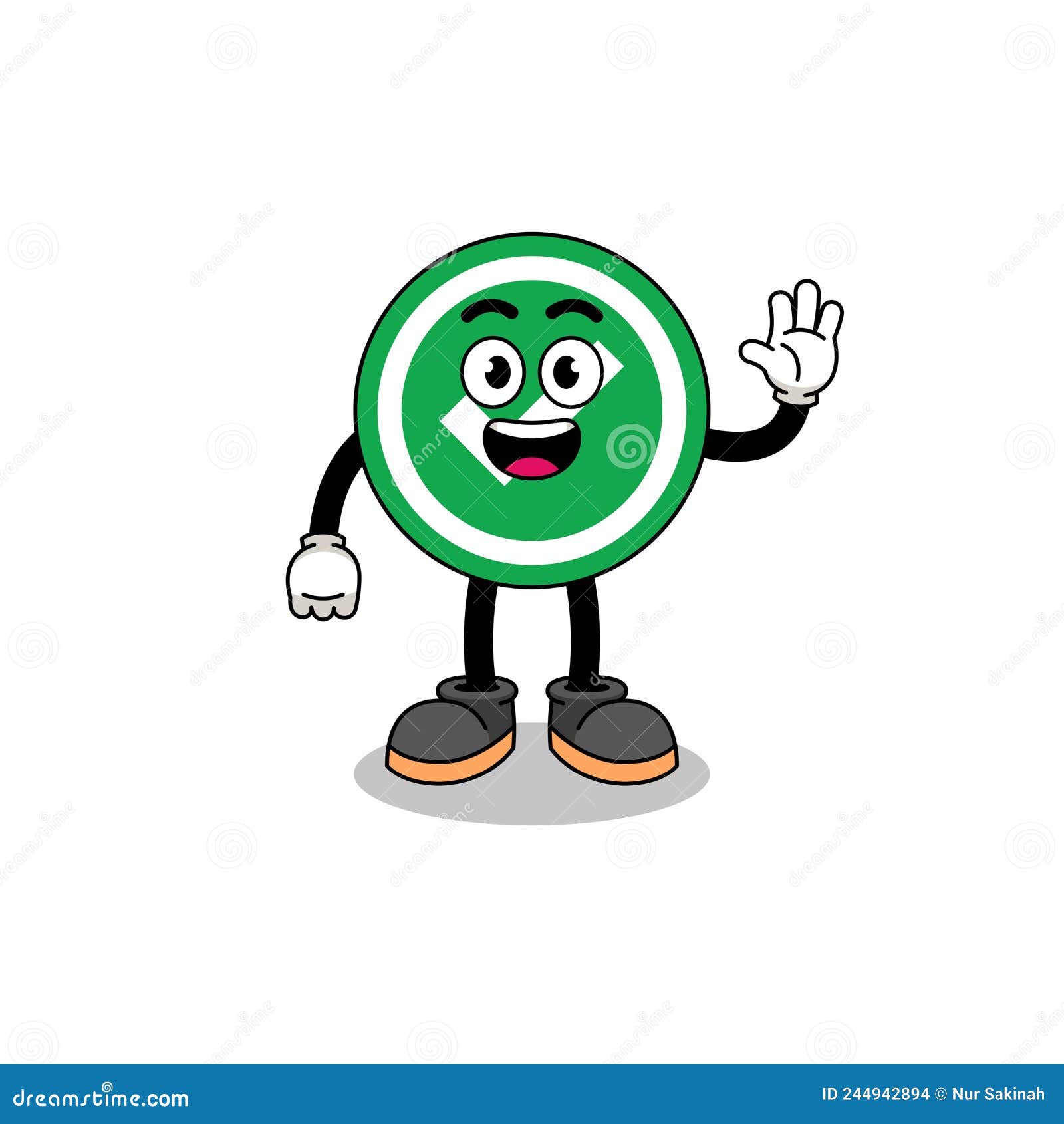 Check Mark Cartoon Doing Wave Hand Gesture Stock Vector - Illustration ...