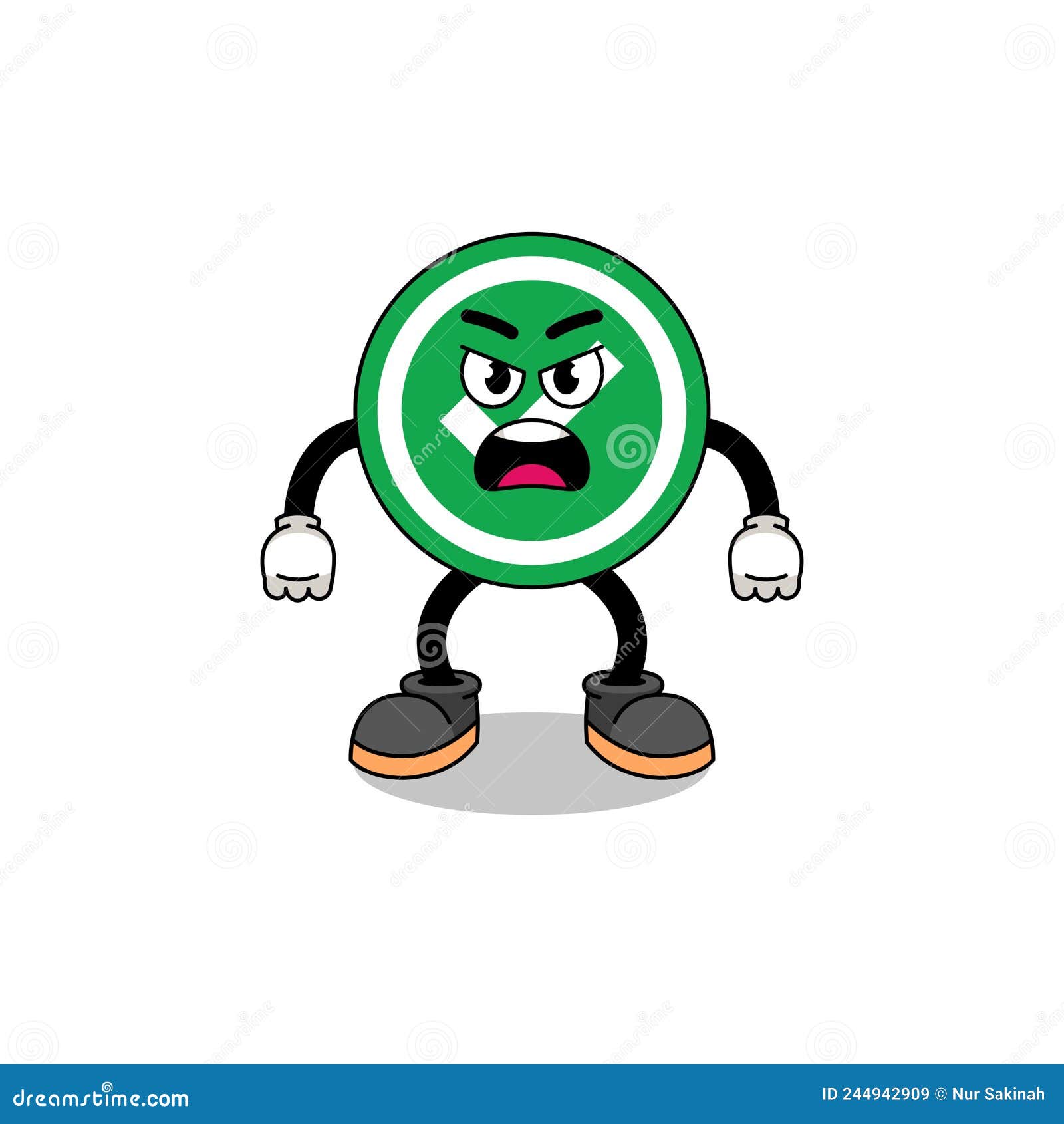 Check Mark Cartoon Illustration with Angry Expression Stock Vector ...