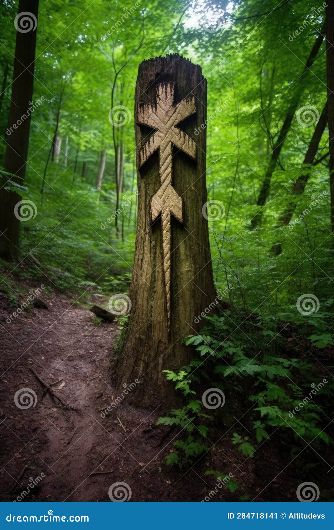 Check Mark Carved into a Tree Trunk in a Forest Stock Image - Image of ...
