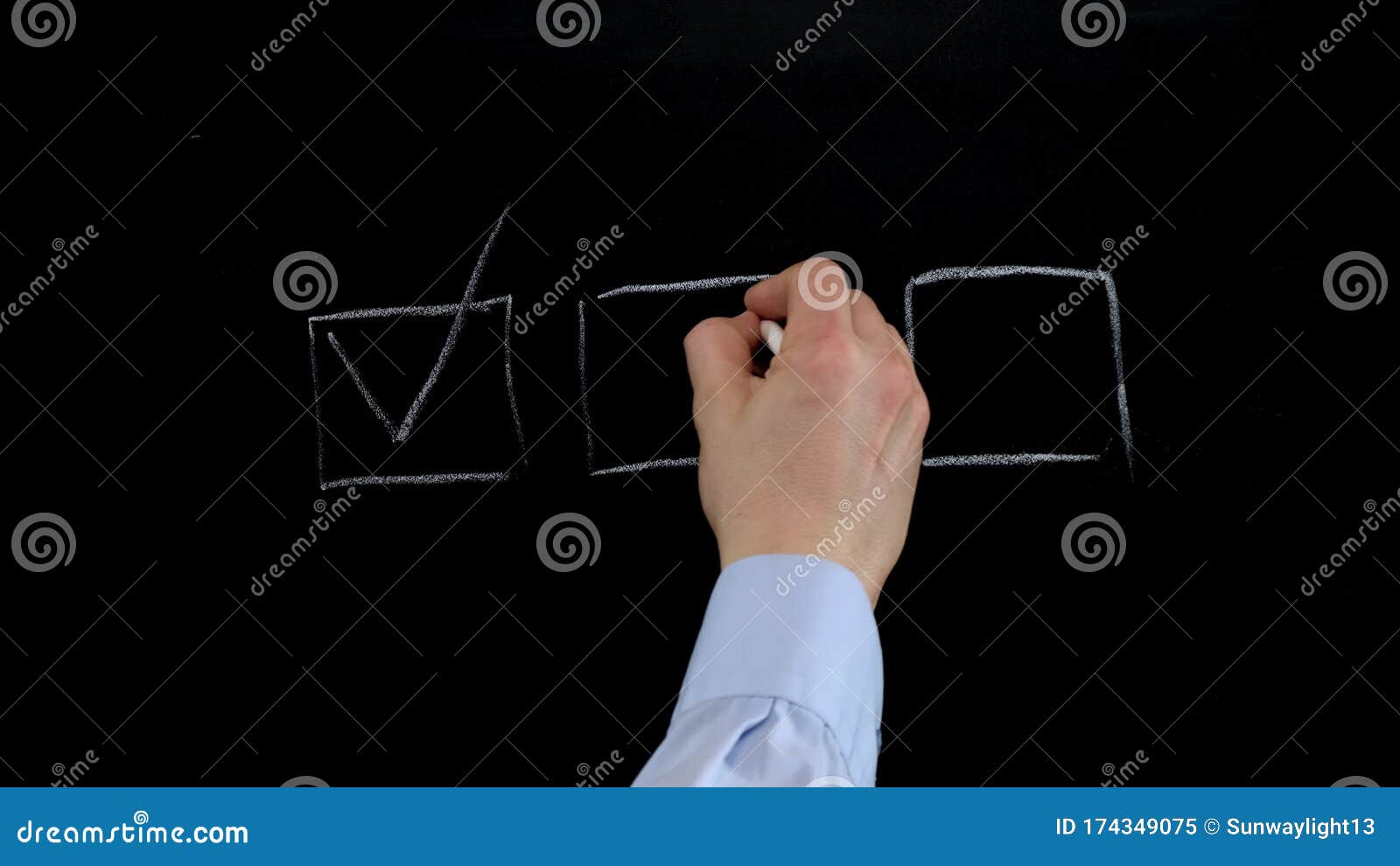 Check Mark with Chalk Checkboxes on Blackboard, Close Up Stock Video ...