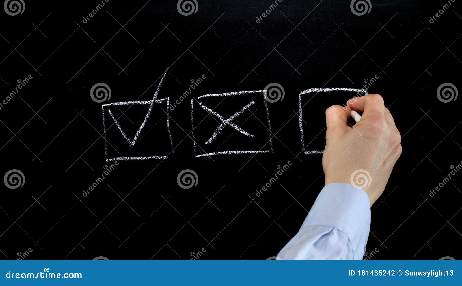Check Mark with Chalk Checkboxes on Blackboard, Close Up Stock ...