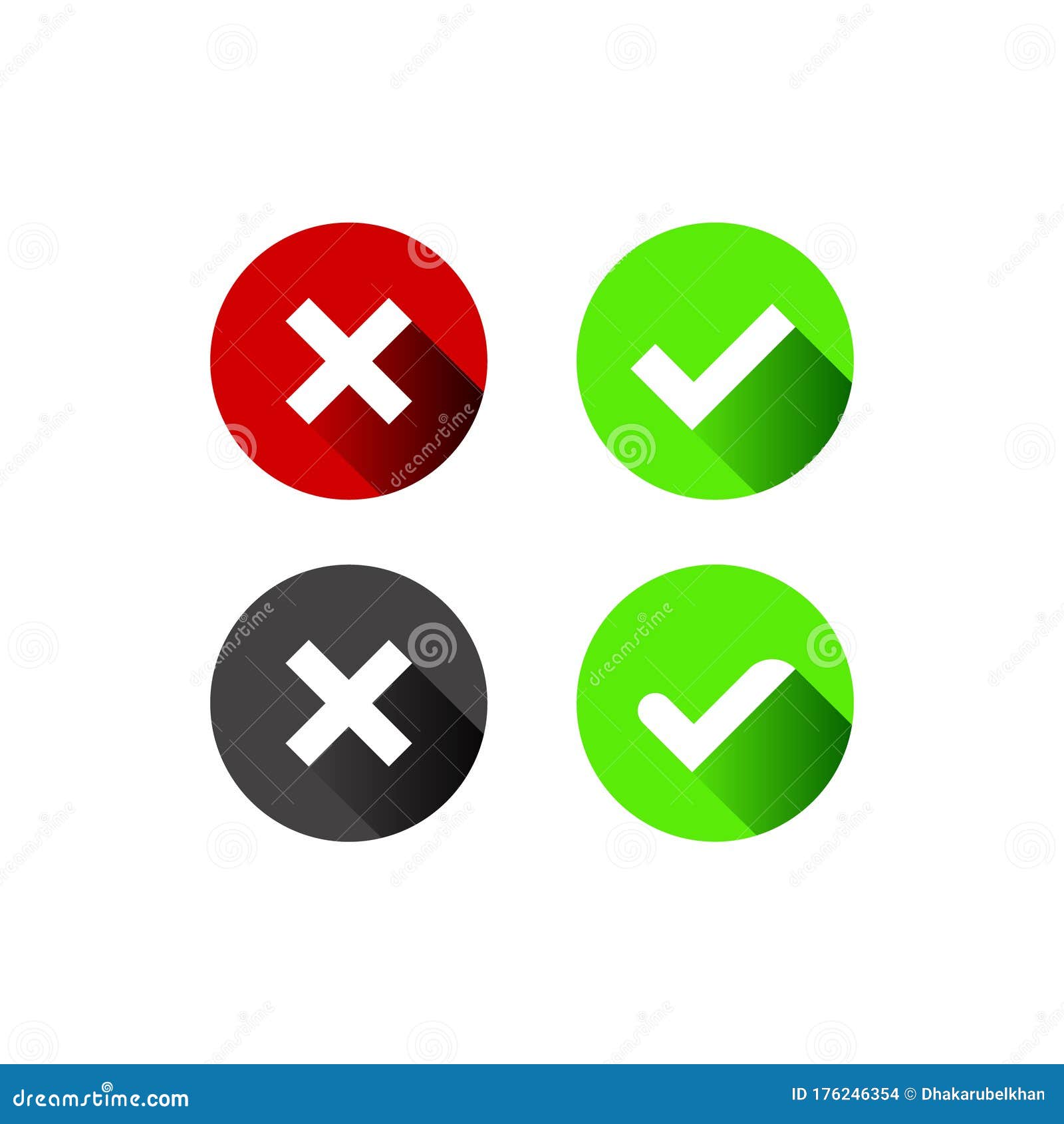 Check Mark / Check, X or Approve & Deny Line Art Vector Icon for Apps ...