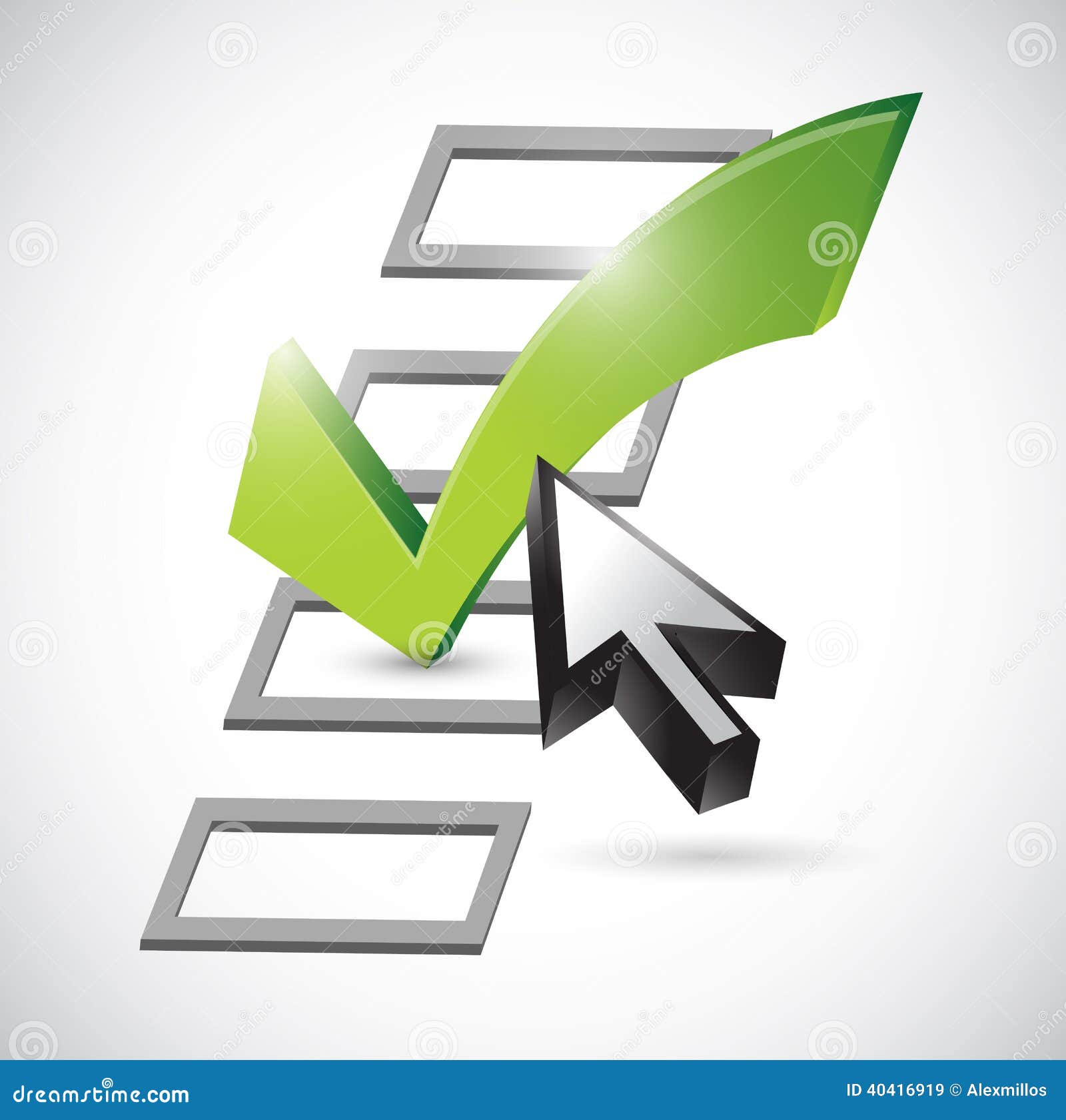 Check Box With Cursor Icon In Trendy Design Style. Check Box With ...