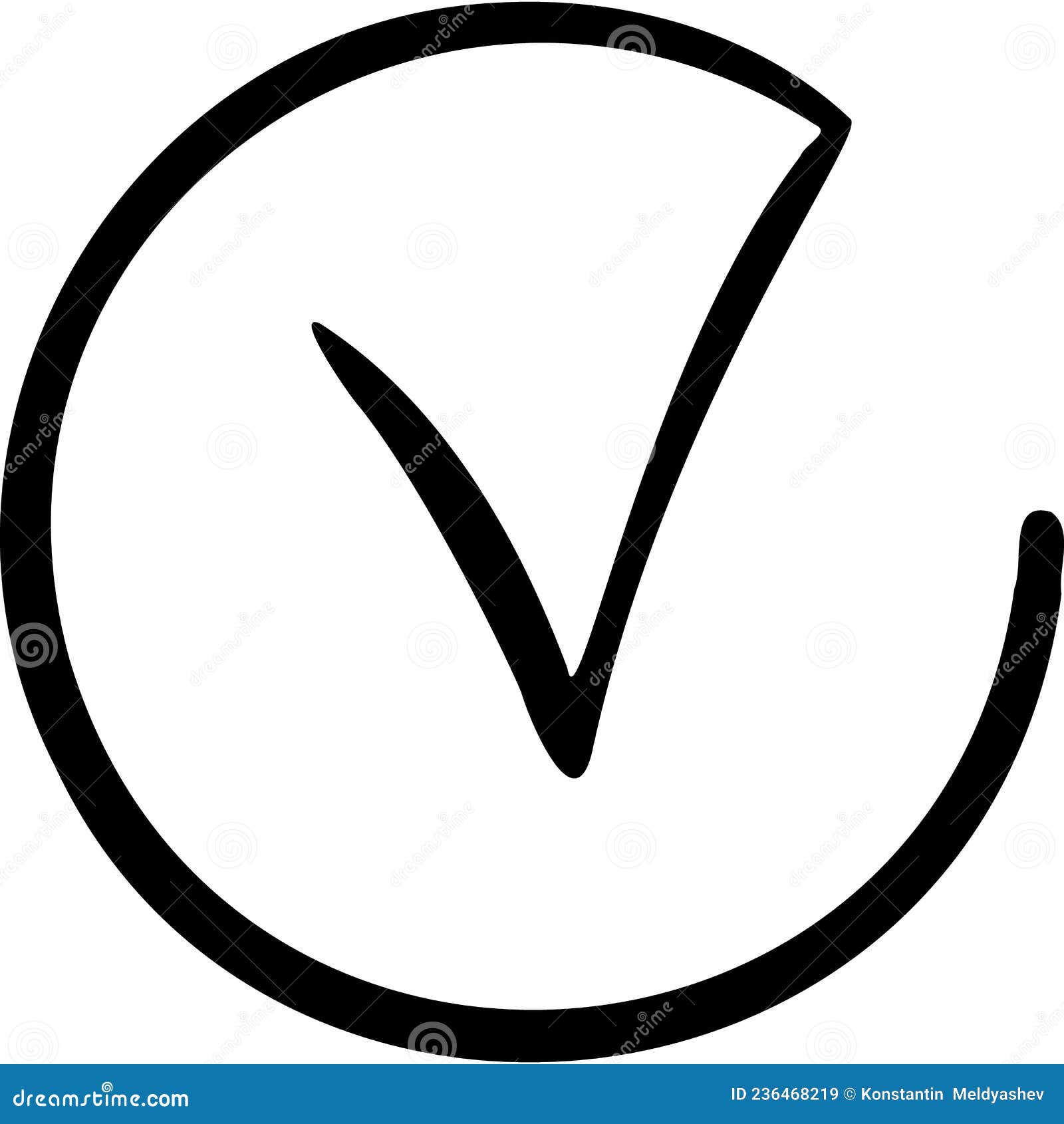 Check Mark in a Circle Sketch Vector Illustration Stock Illustration ...