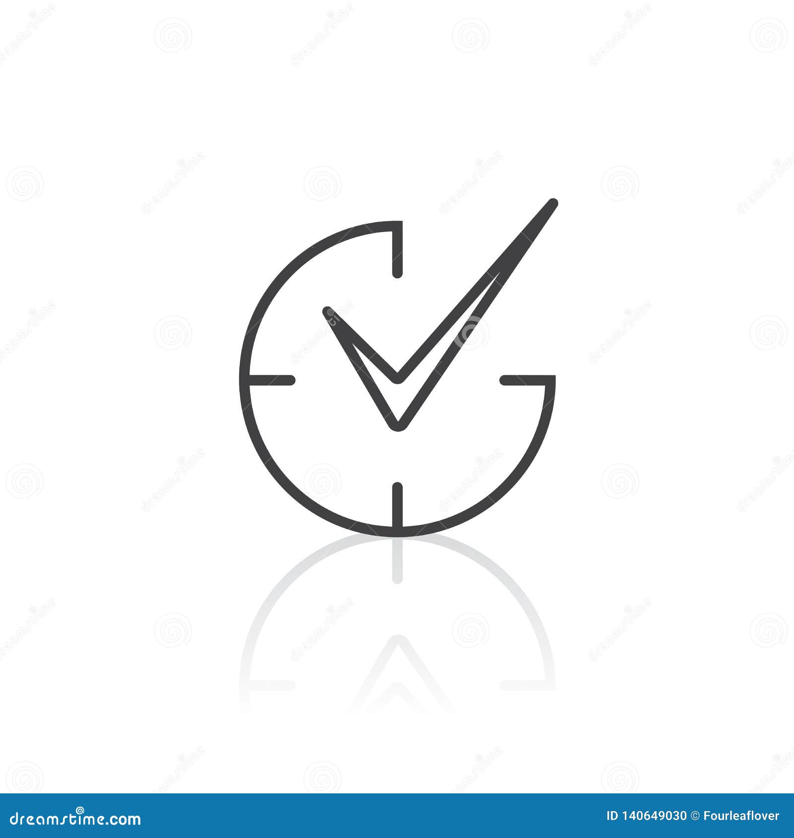 Check mark on clock icon stock vector. Illustration of mark - 140649030