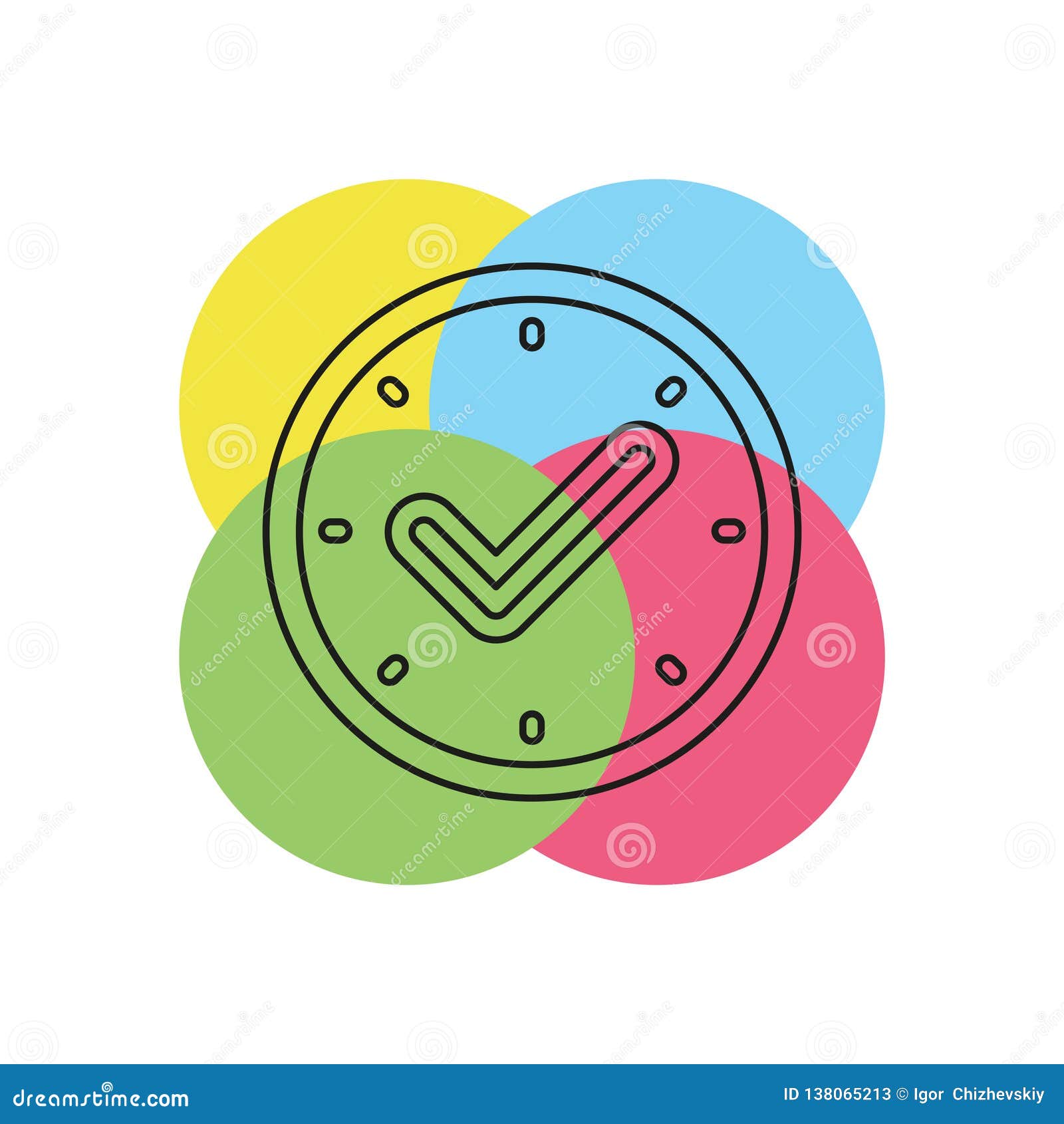 Check Mark Clock Icon, Time Stock Illustration - Illustration of plan ...
